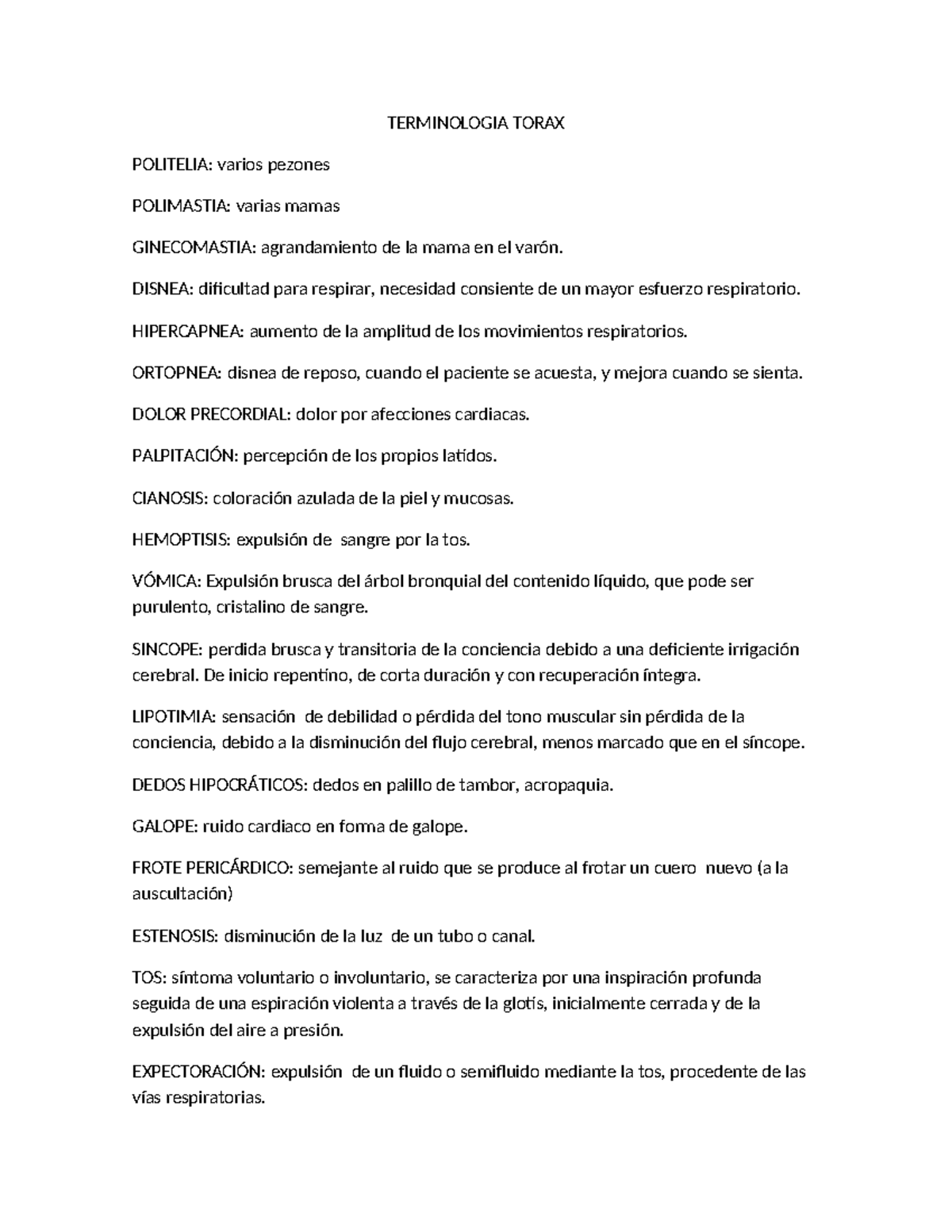 Terminologia-Torax - TERMINOLOGIA TORAX POLITELIA: varios pezones ...