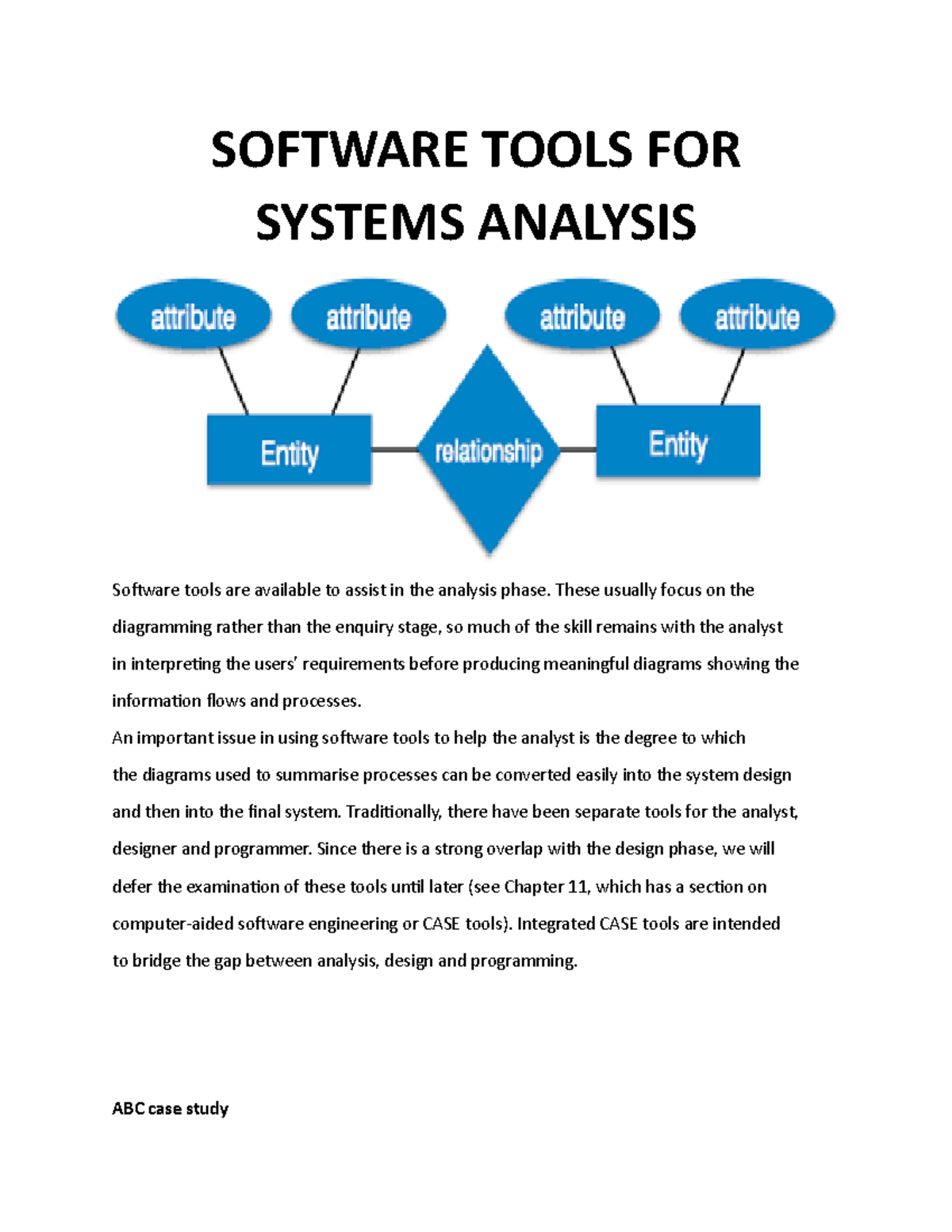 Software Tools FOR Systems Analysis - SOFTWARE TOOLS FOR SYSTEMS ...