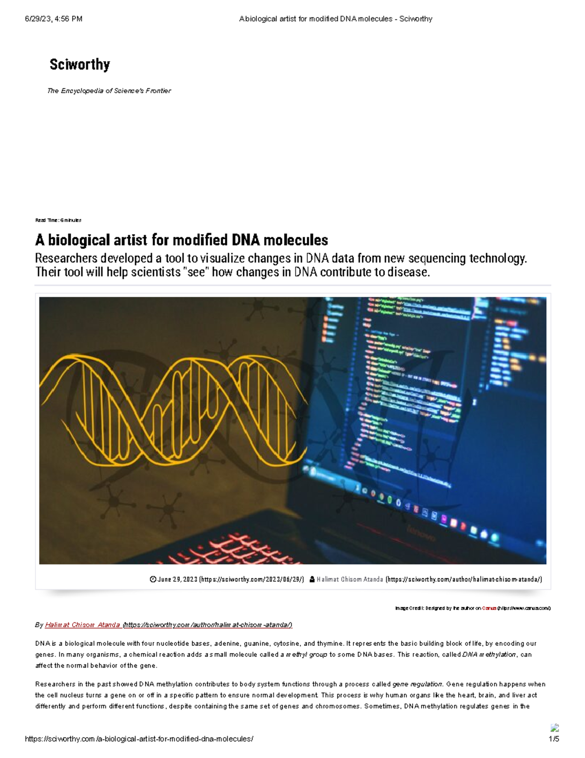 A biological artist for modified DNA molecules - Sciworthy - Sciworthy ...