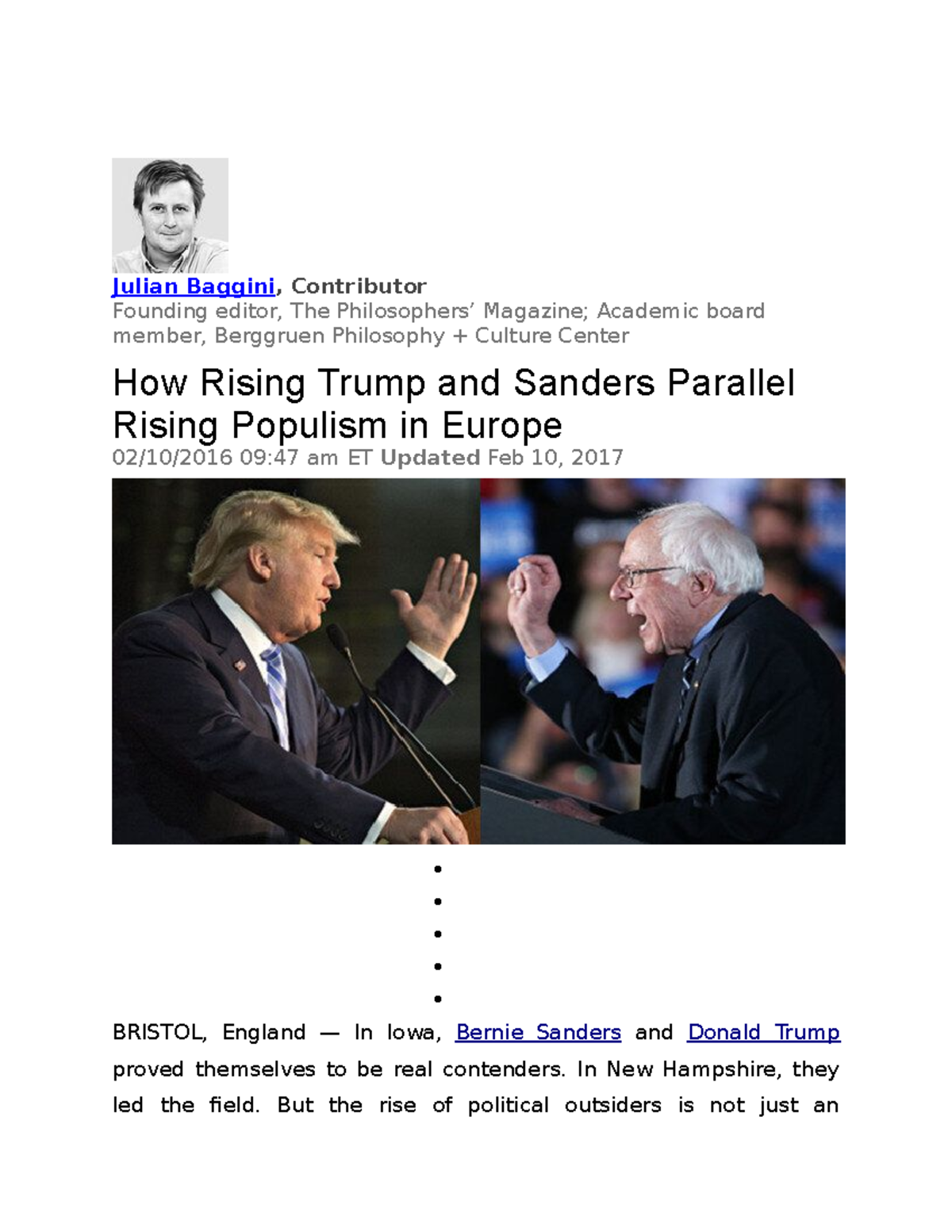 Sanders vs trump - Data from pew - Julian Baggini, Contributor Founding ...