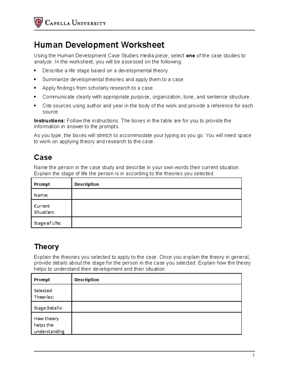 Cf human development worksheet - Human Development Worksheet Using the ...