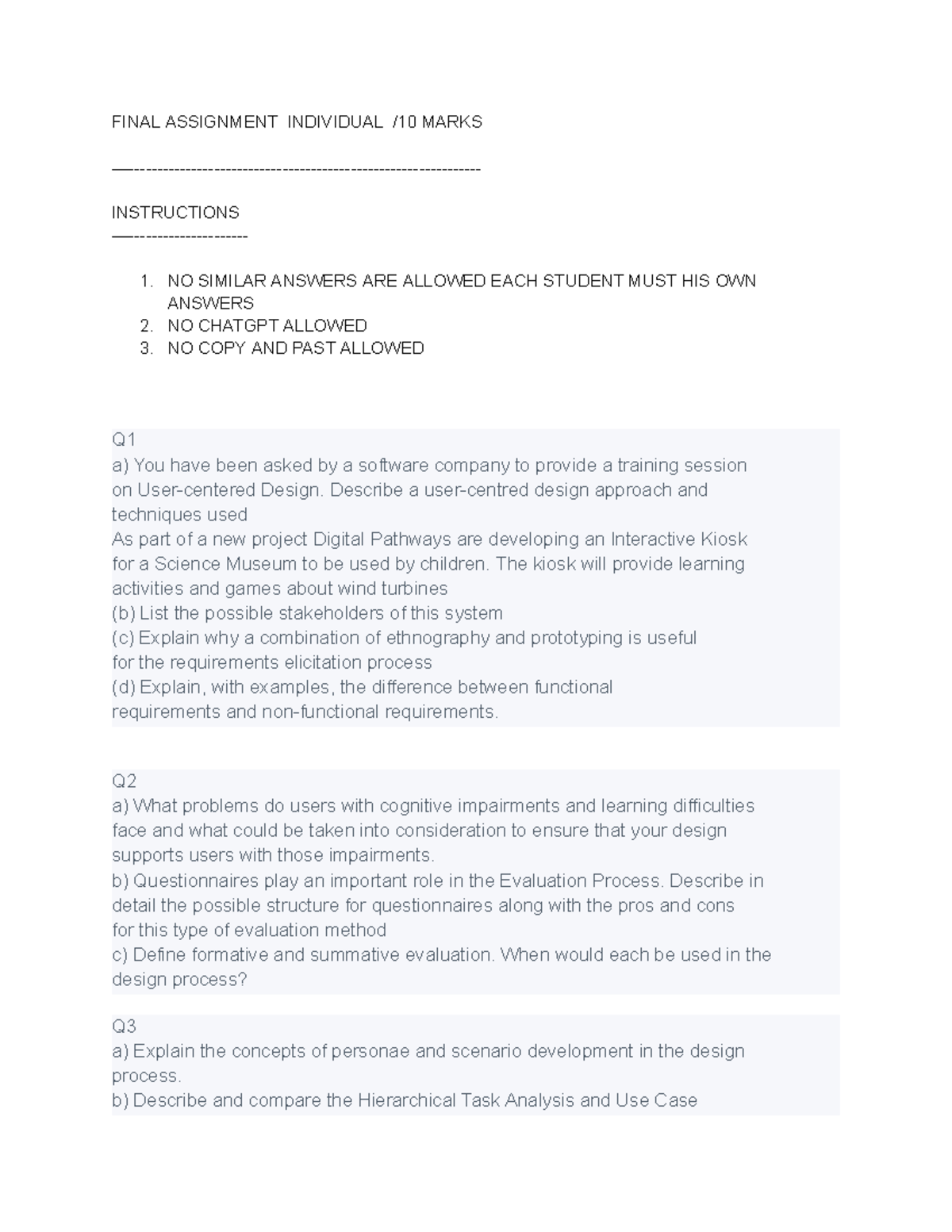 Copy of Final Assignment Individual 10 Marks - FINAL ASSIGNMENT INDIVIDUAL /10 MARKS ...