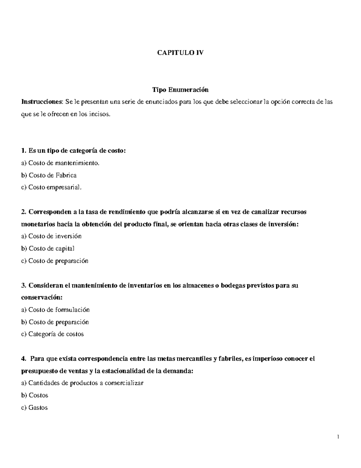 Capitulo IV - Resumen - 1 CAPITULO IV Tipo Enumeración Instrucciones ...