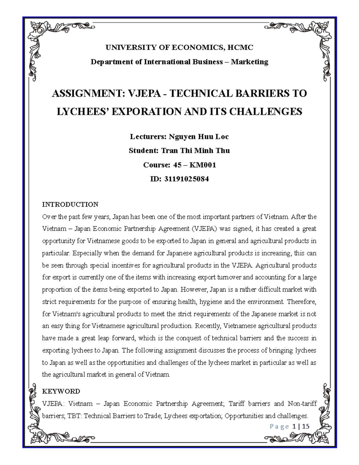 VJEPA - TECHNICAL BARRIERS TO LYCHEES’ EXPORATION AND ITS CHALLENGES ...
