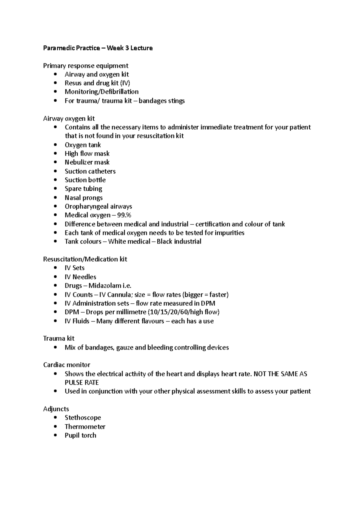 Paramedic Practice – Week 3 Lecture - Paramedic Practice – Week 3 Lecture Primary response ...