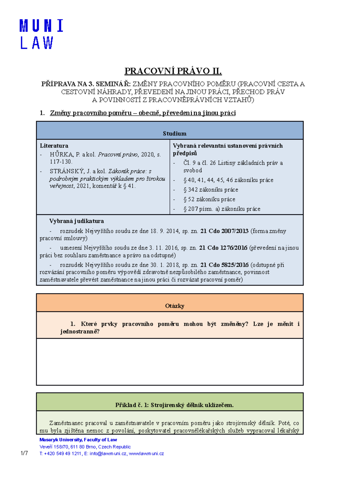 Priprava PPII sem03 2022 - PRACOVNÍ PRÁVO II. PŘÍPRAVA NA 3. SEMINÁŘ ...