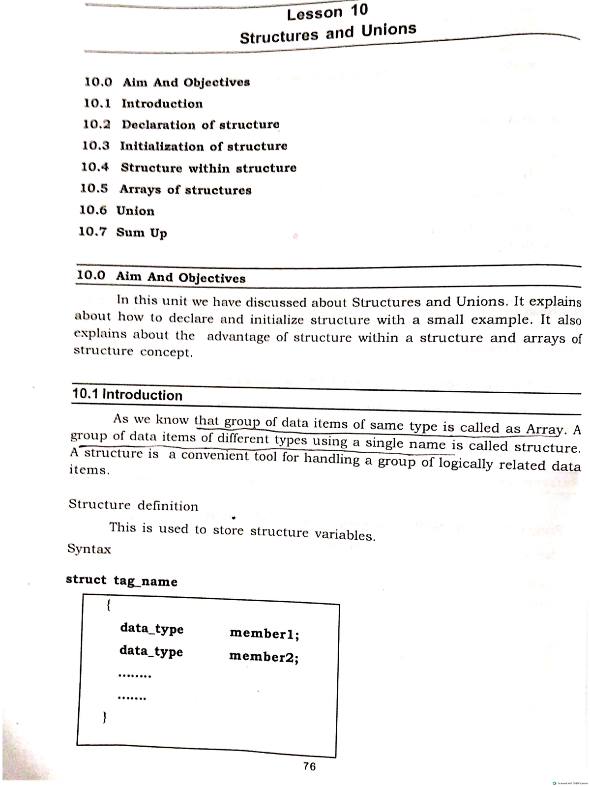 structures and unions - Bachelor of Computer Application - Studocu