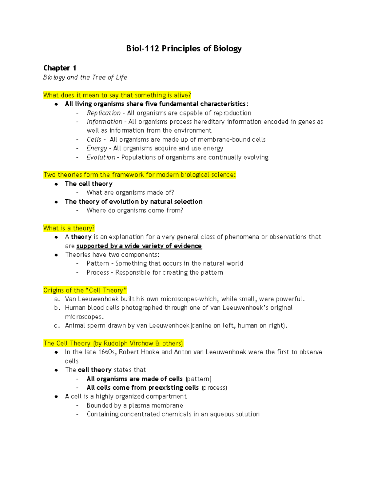 Biol-112 Principles of Biology Chapter 1 - Biol-112 Principles of ...