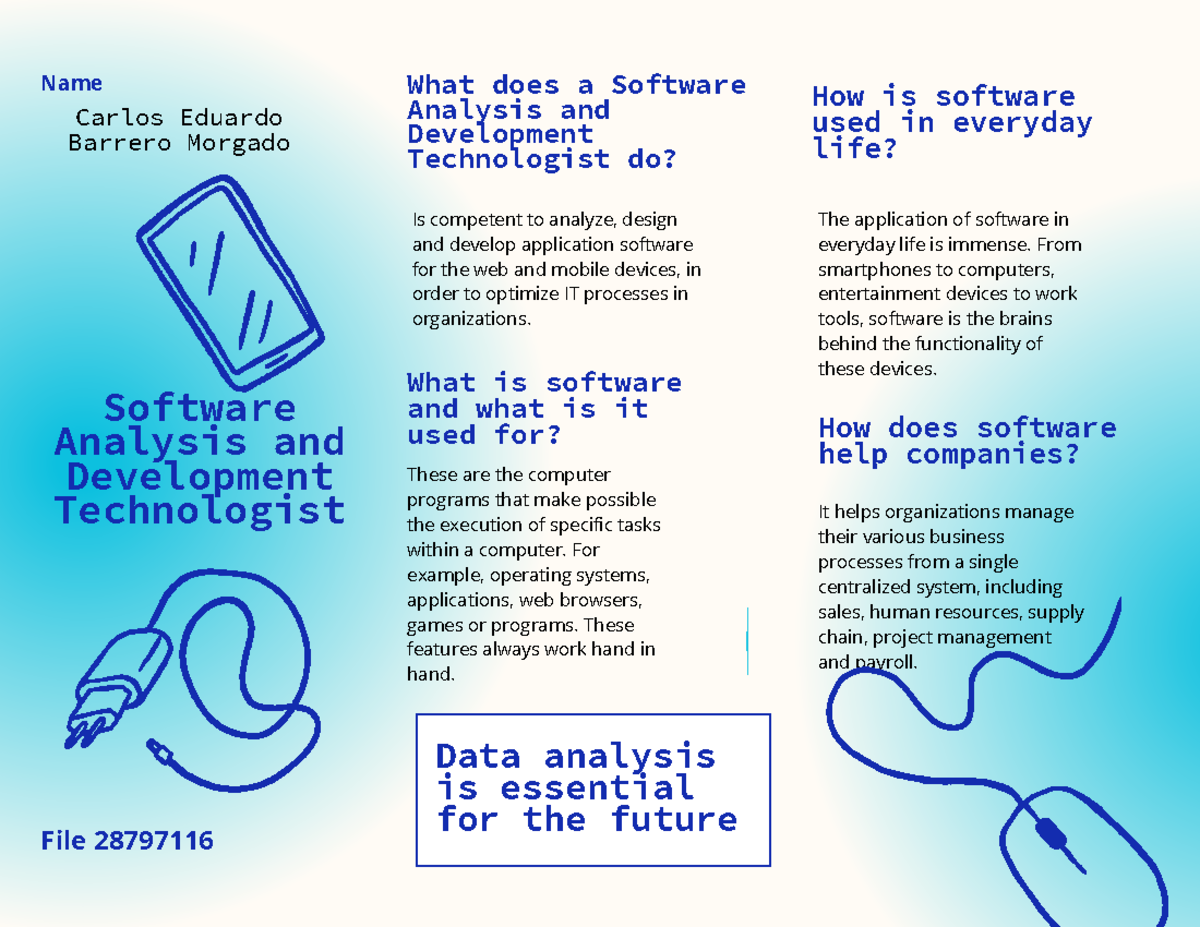 Folleto Carlos Barrero clase de ingles - What does a Software Analysis and Development ...