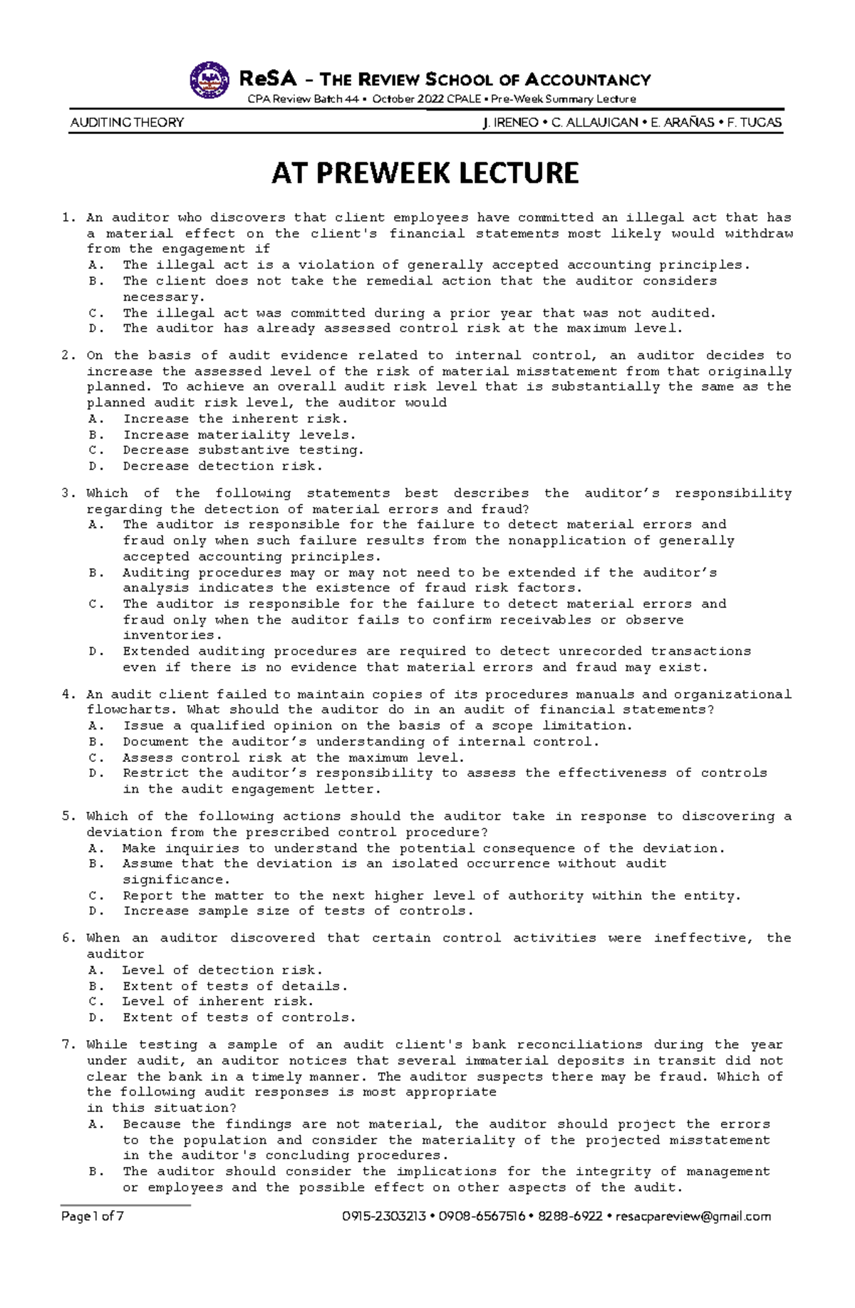 AT Preweek (B44) - ACCOUNTING - ReSA - THE REVIEW SCHOOL OF ACCOUNTANCY ...