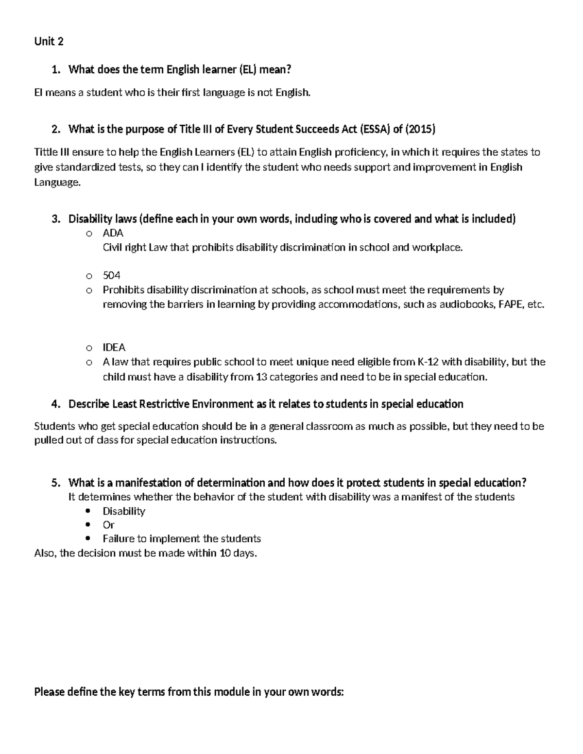 Units 2 and 3 Study Guide and Quiz (2) - Unit 2 1. What does the term ...