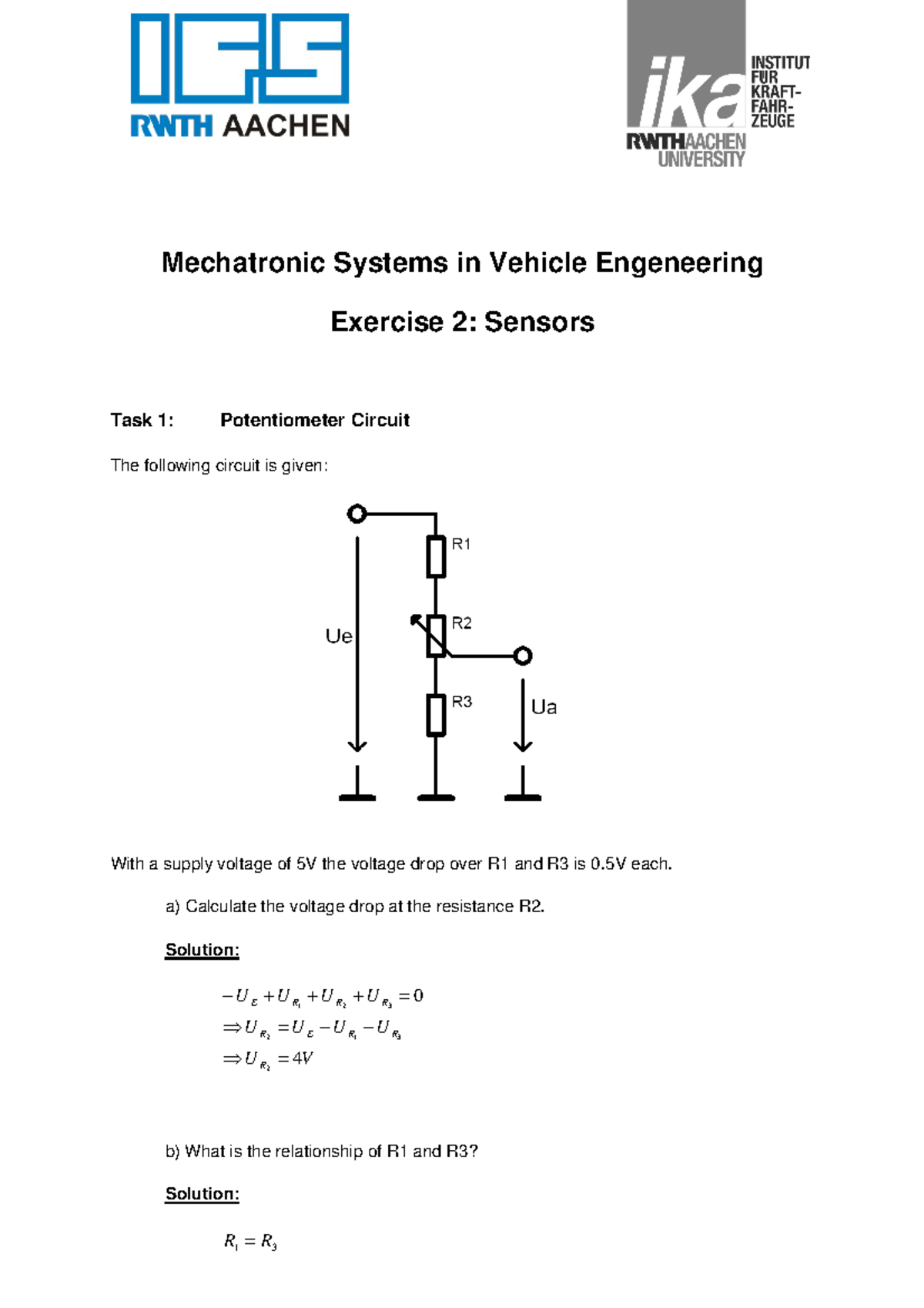 Exercise 02 Sensors with solution - Mechatronic Systems in Vehicle ...