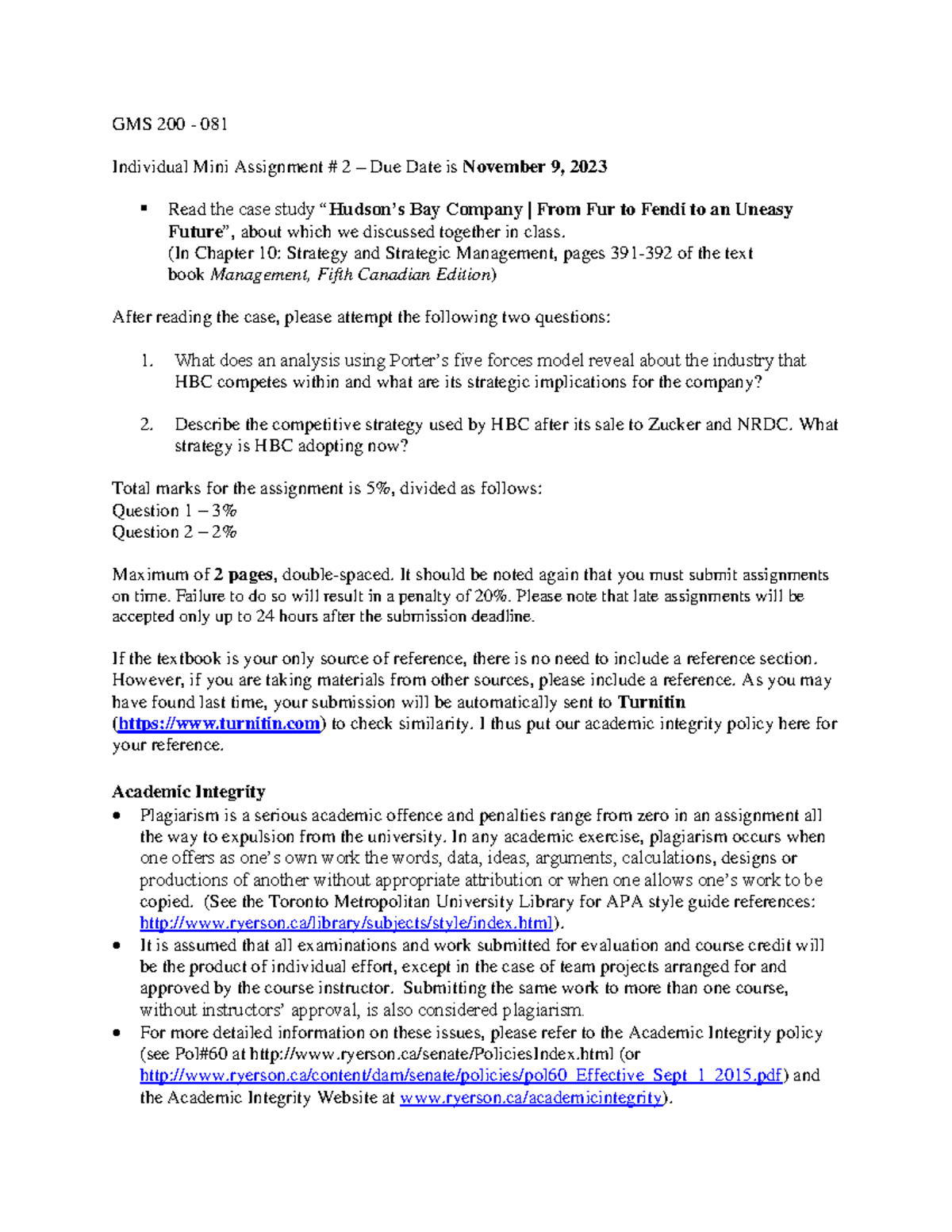 Assignment #2-GMS200-081 - GMS 200 - 081 Individual Mini Assignment # 2 ...