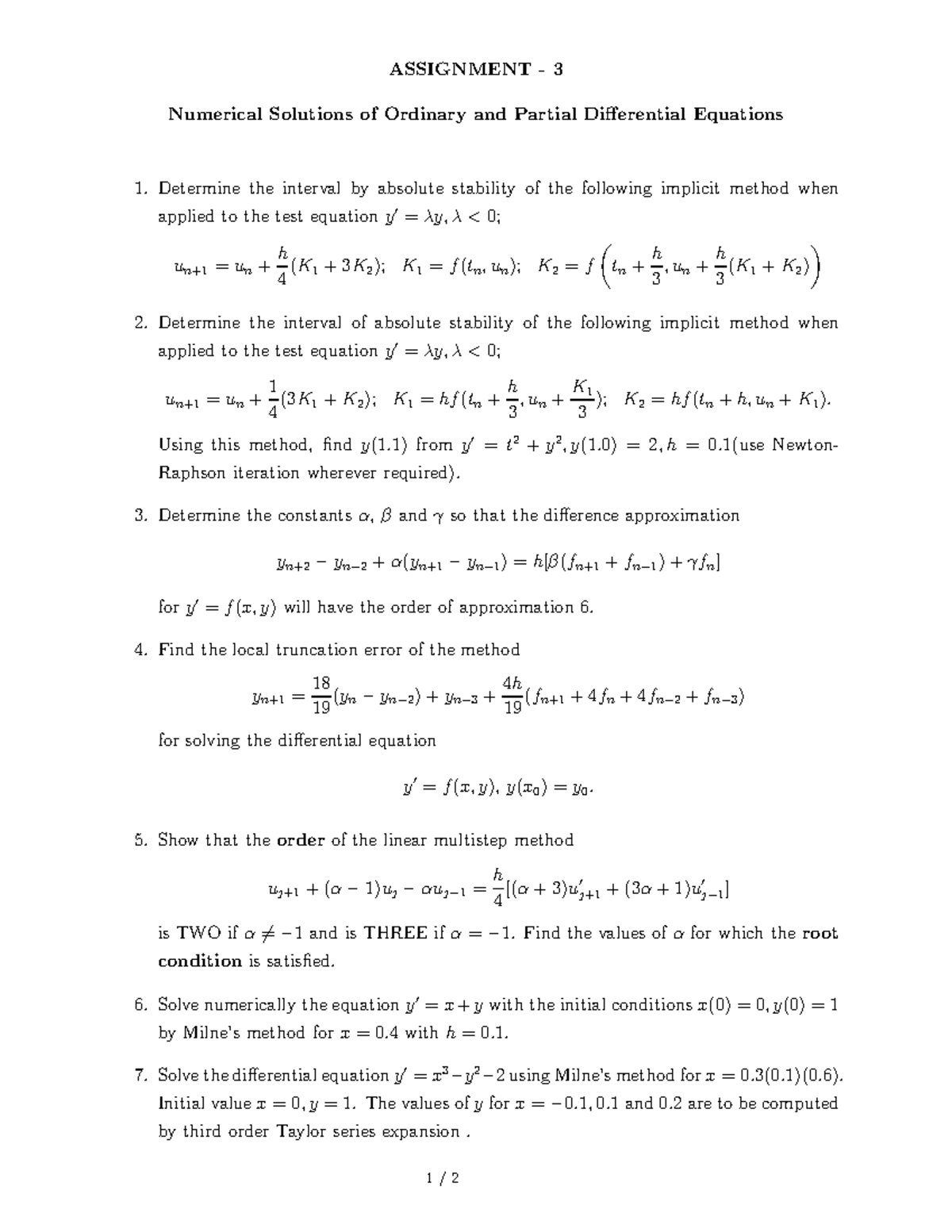 NSDE Assignment-3 - Practice tutorial shared by professor - ASSIGNMENT - 3 Numerical Solutions ...