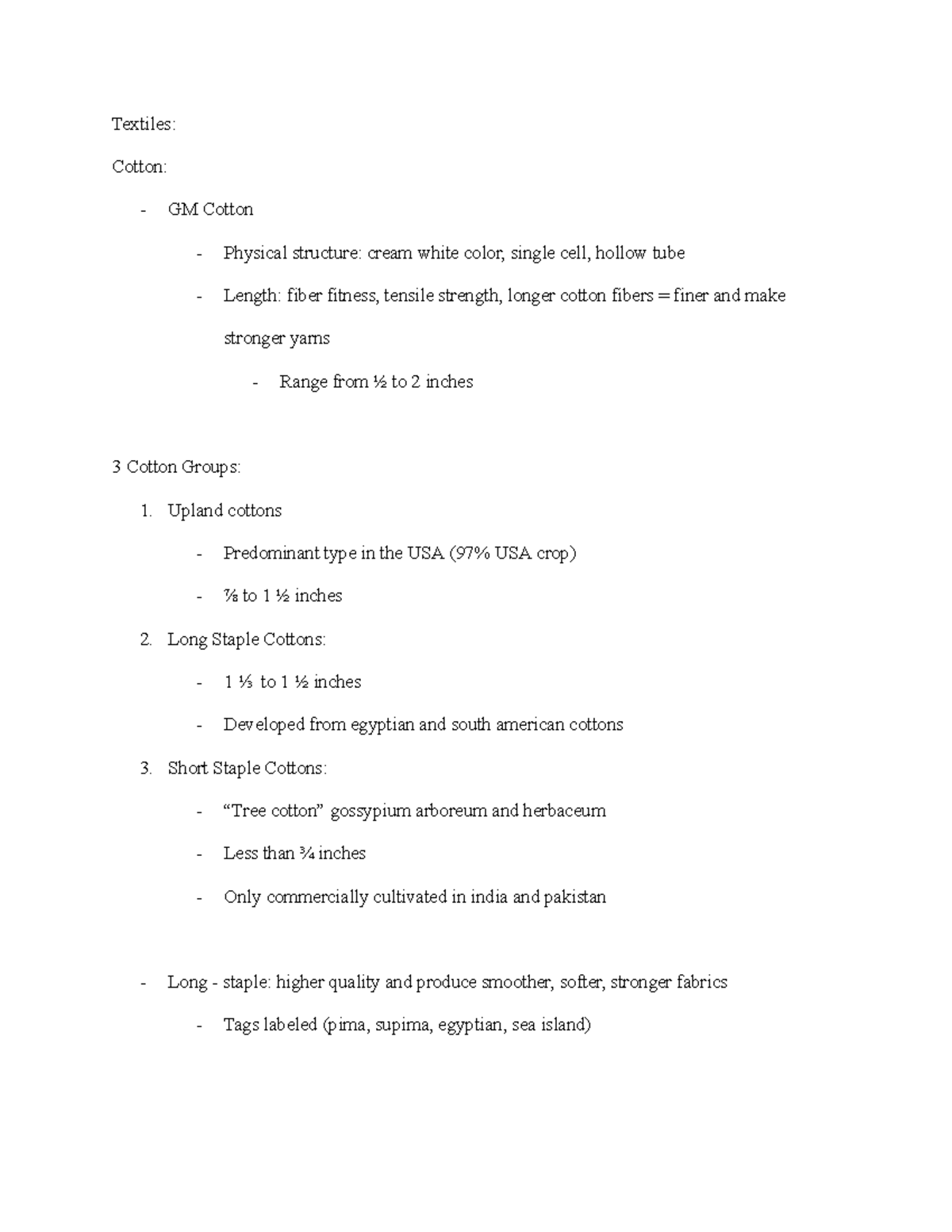 Textiles Notes - Cotton - Textiles: Cotton: - GM Cotton - Physical ...