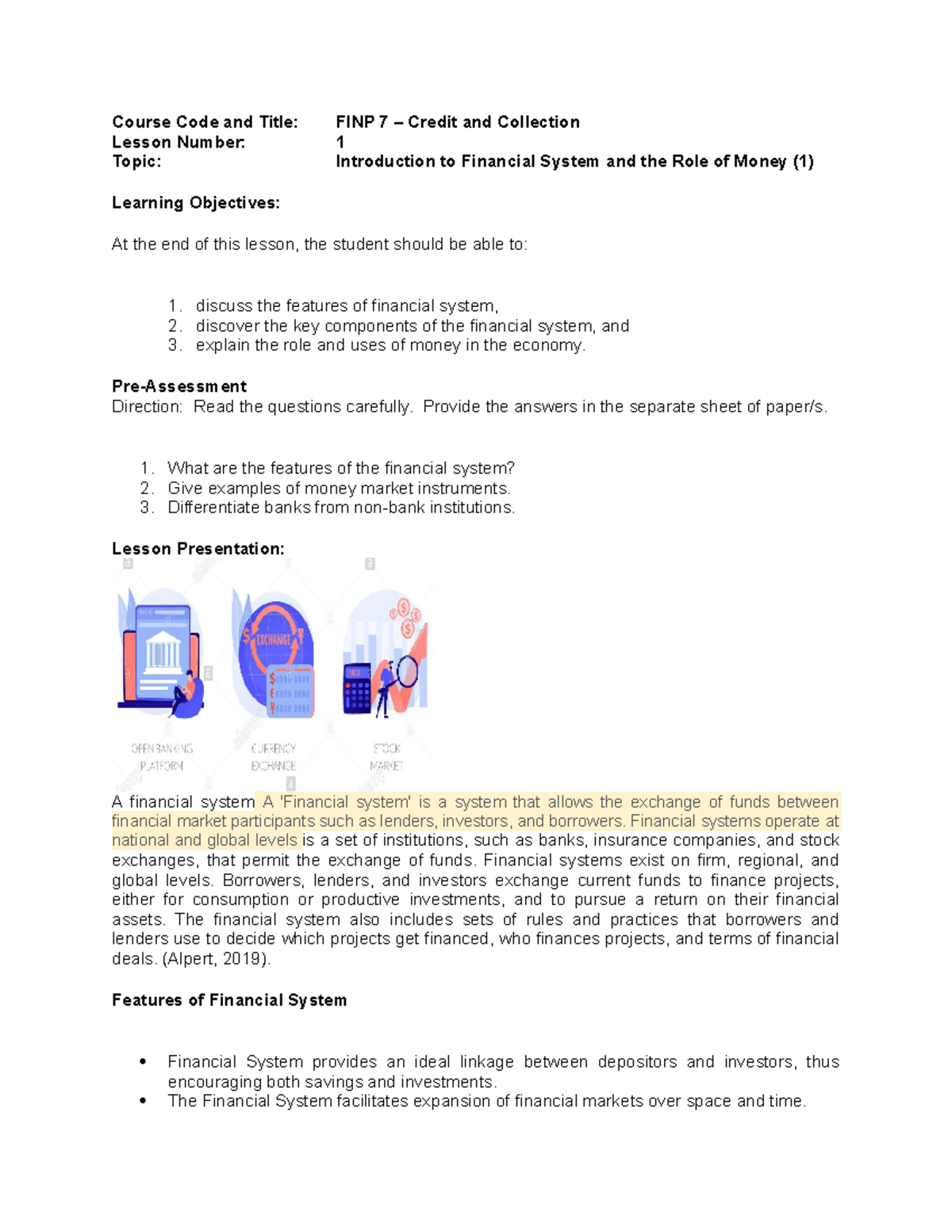 Credit and collection module - Course Code and Title: FINP 7 – Credit ...