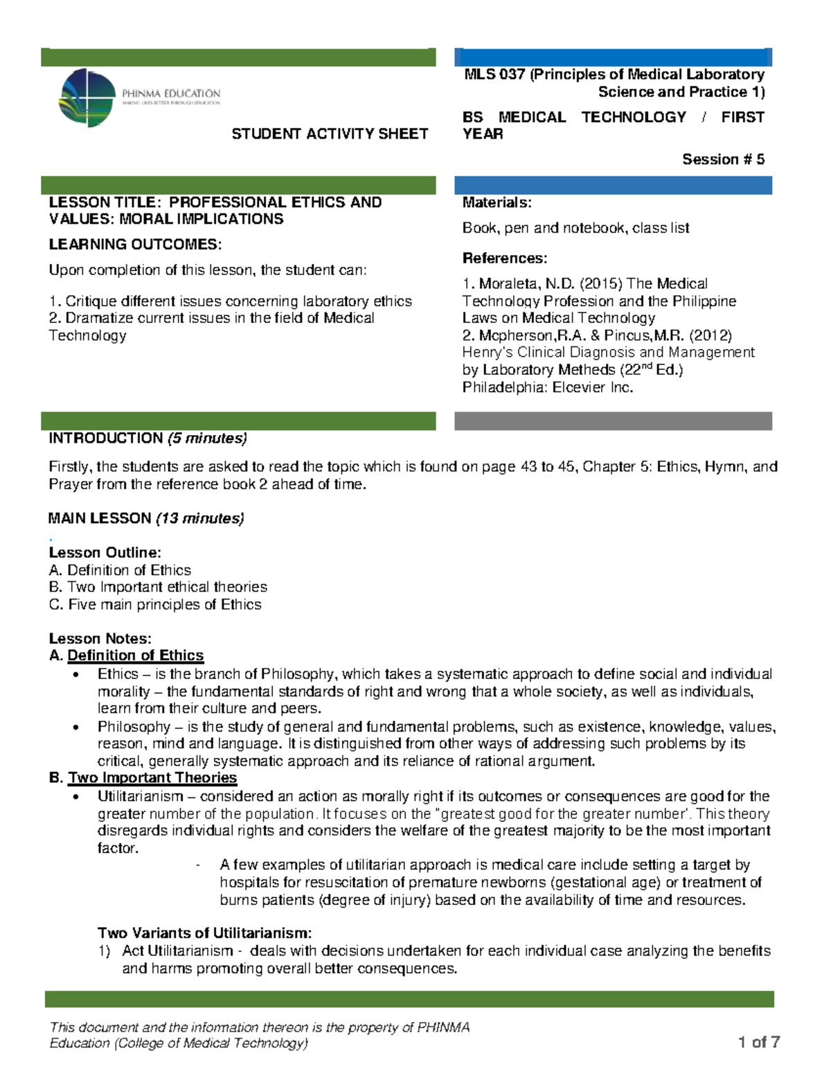 MLS 037 PMLS 1 Module 5 - supplementary notes - This document and the ...