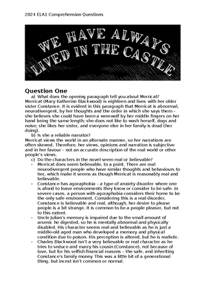 Whalitc Themes Table - We Have Always Lived in the Castle - Theme Ideas ...