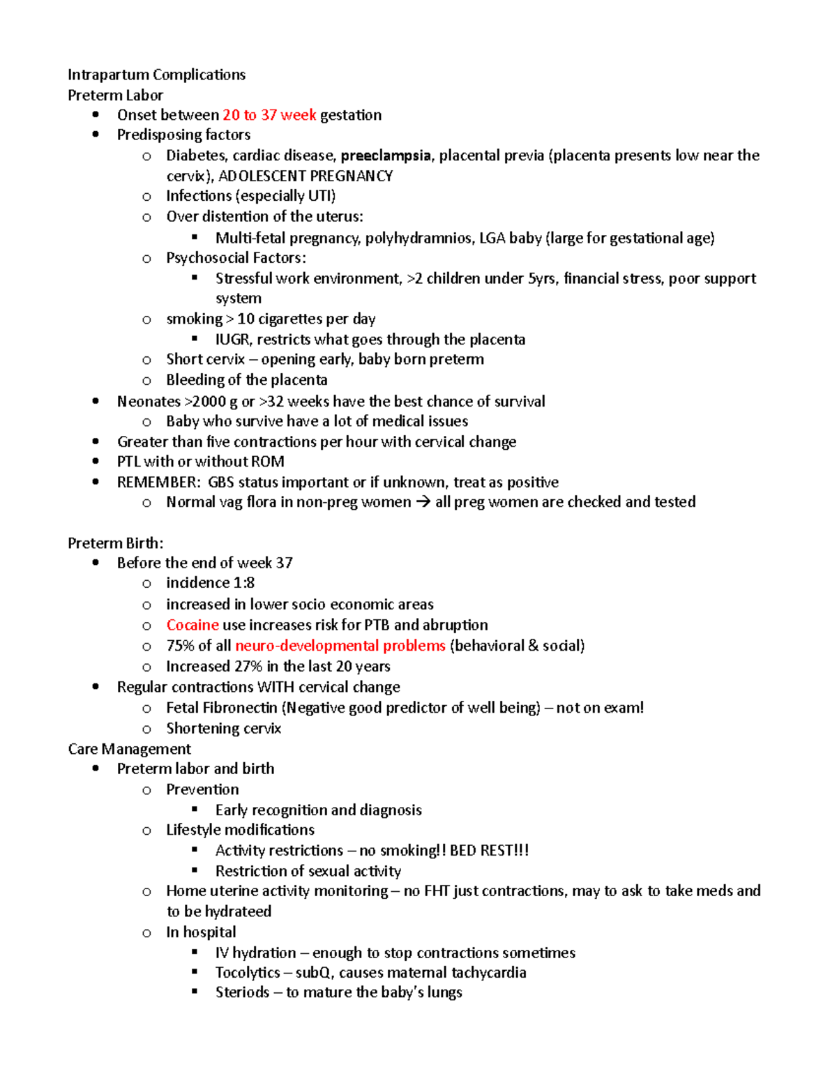 326 - Intrapartum Complications - Intrapartum Complications Preterm ...