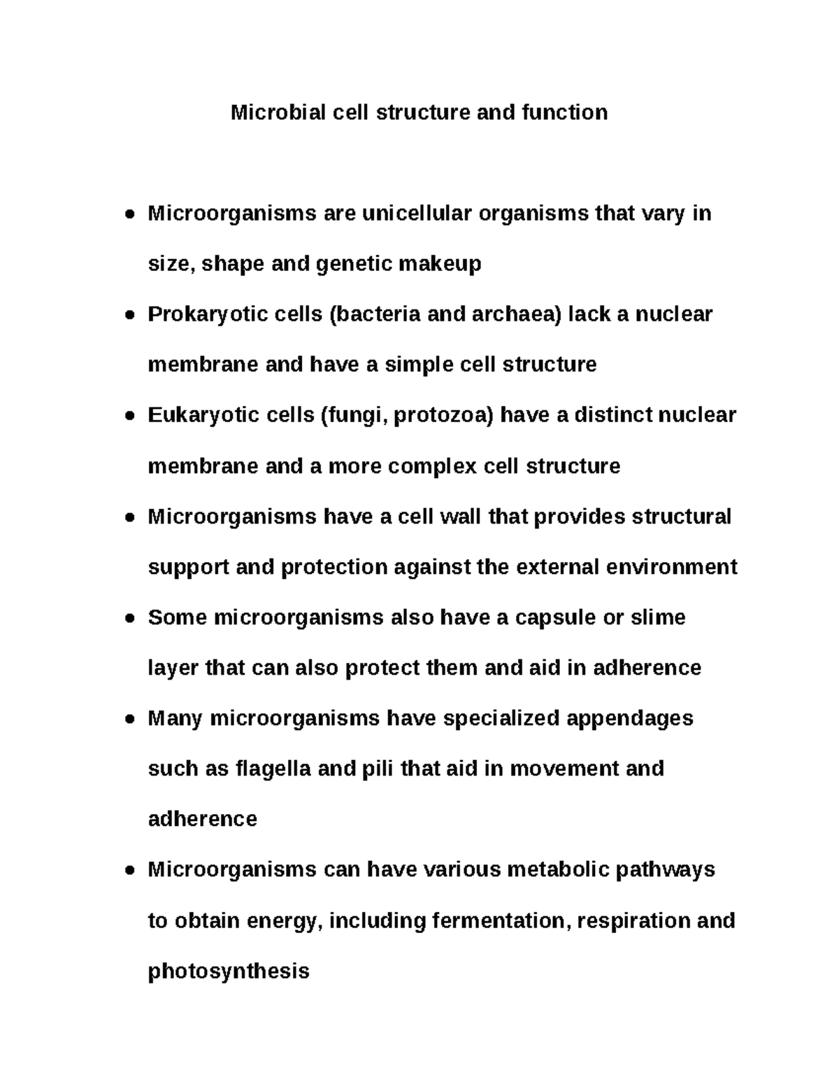 Microbial cell structure and function - Google Docs - Microbial cell structure and function ...