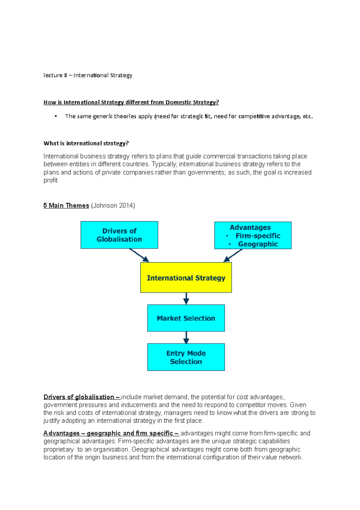 Lecture 8 - International Strategy - lecture 8 – International Strategy ...