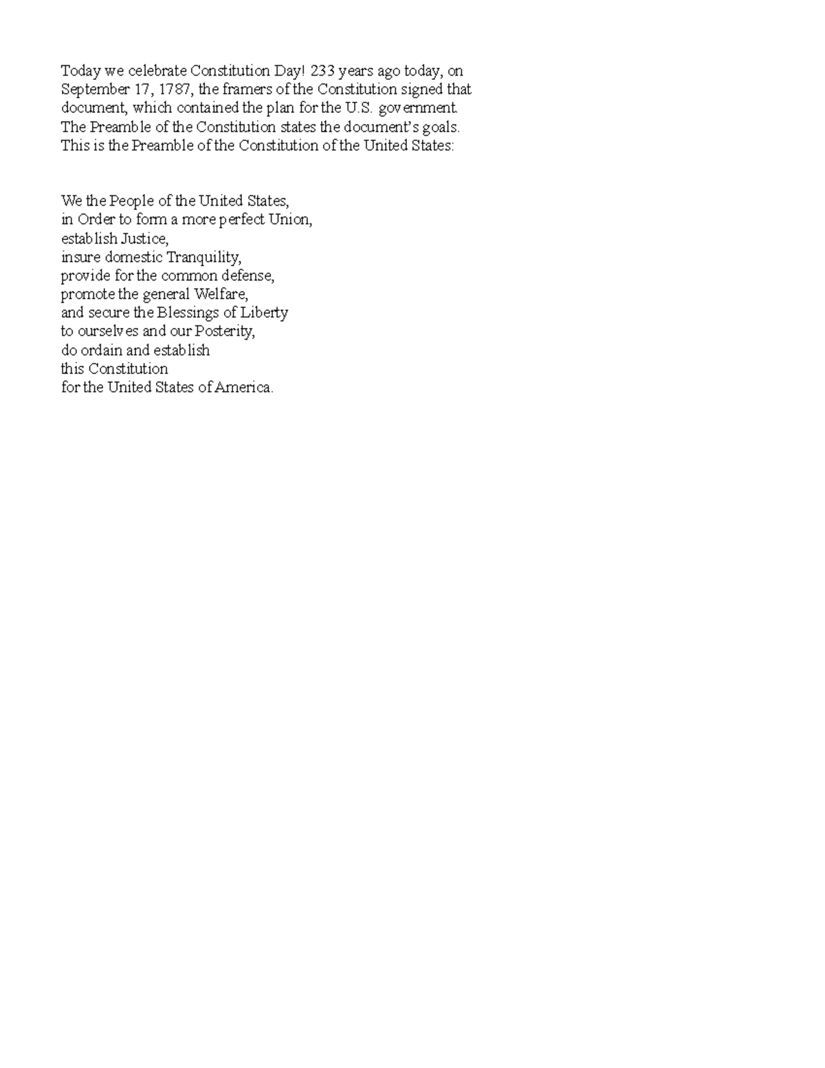 Constitution - Junior high - Today we celebrate Constitution Day! 233 ...