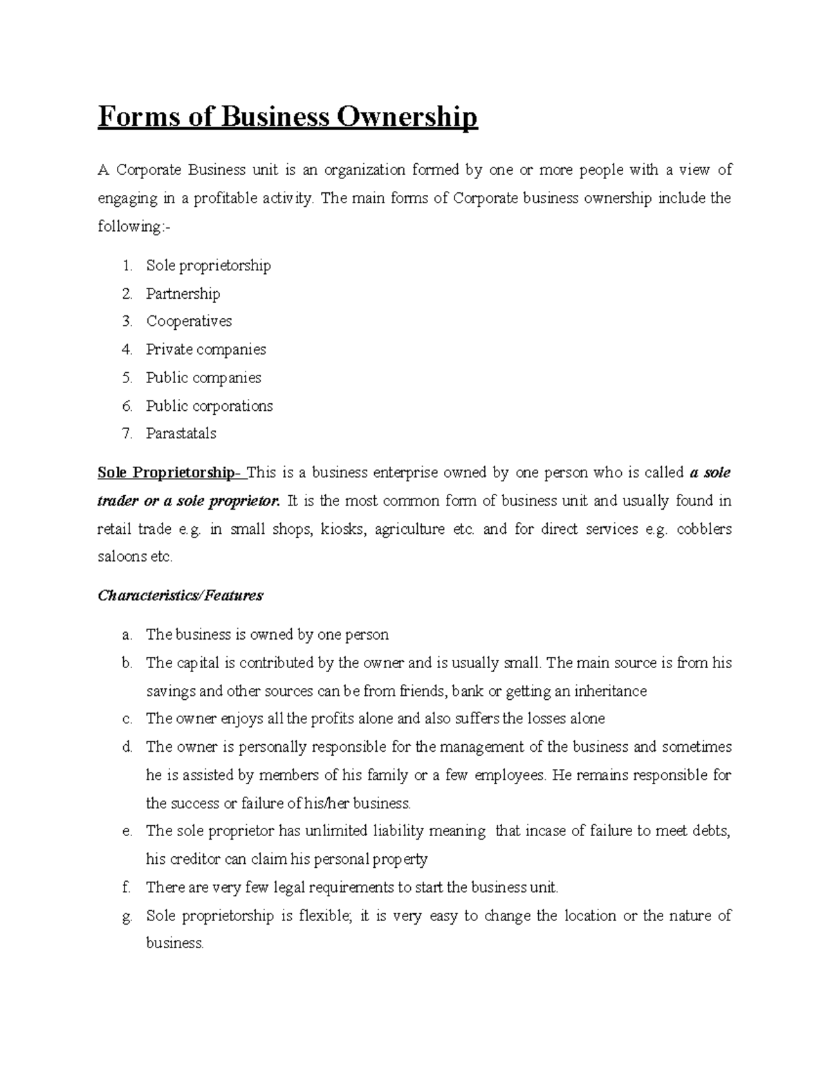 Business ownership(1)-5-1 - Forms of Business Ownership A Corporate ...