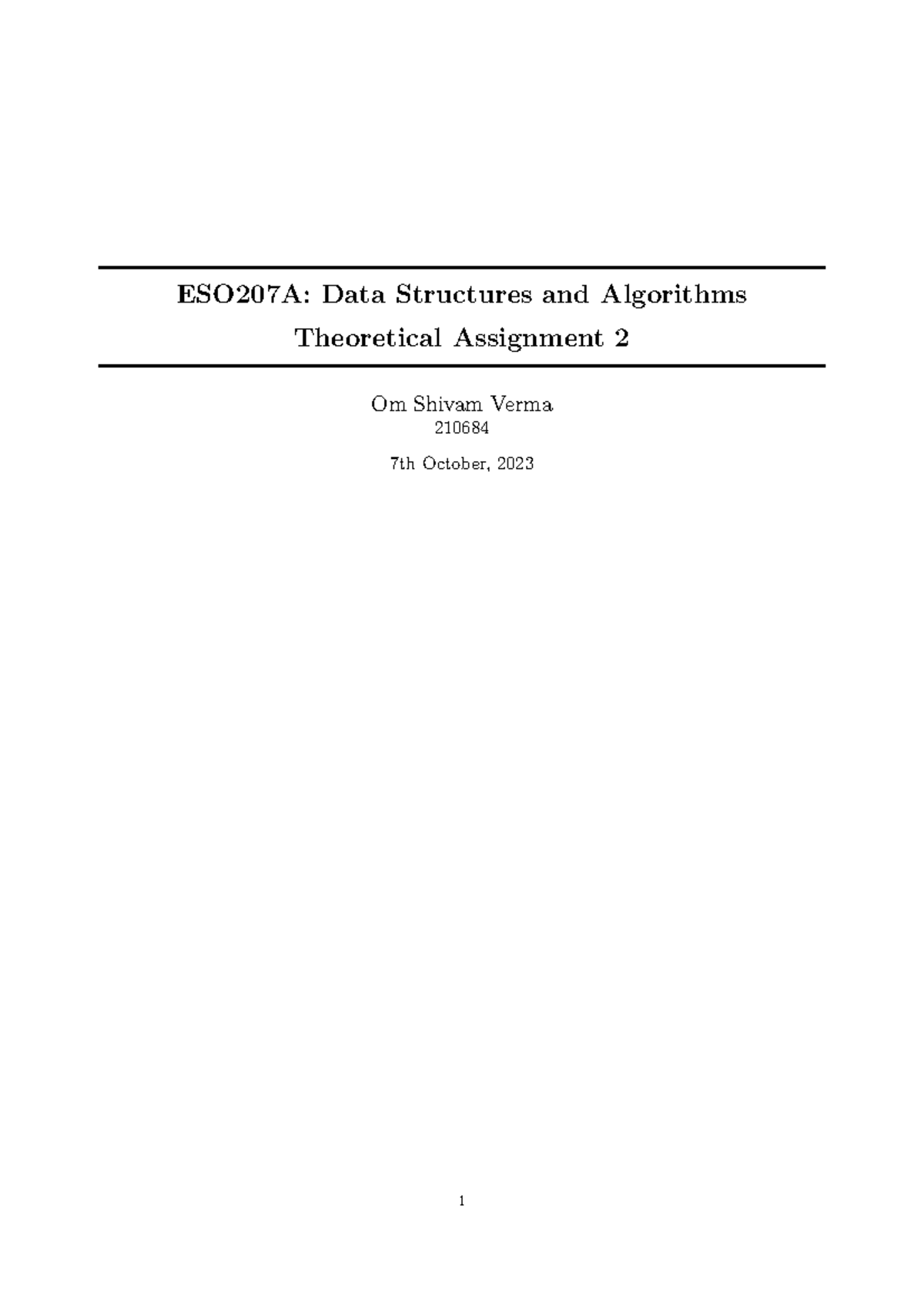 Theoretical Assignment 2 Solutions - ESO207A: Data Structures and Algorithms Theoretical ...