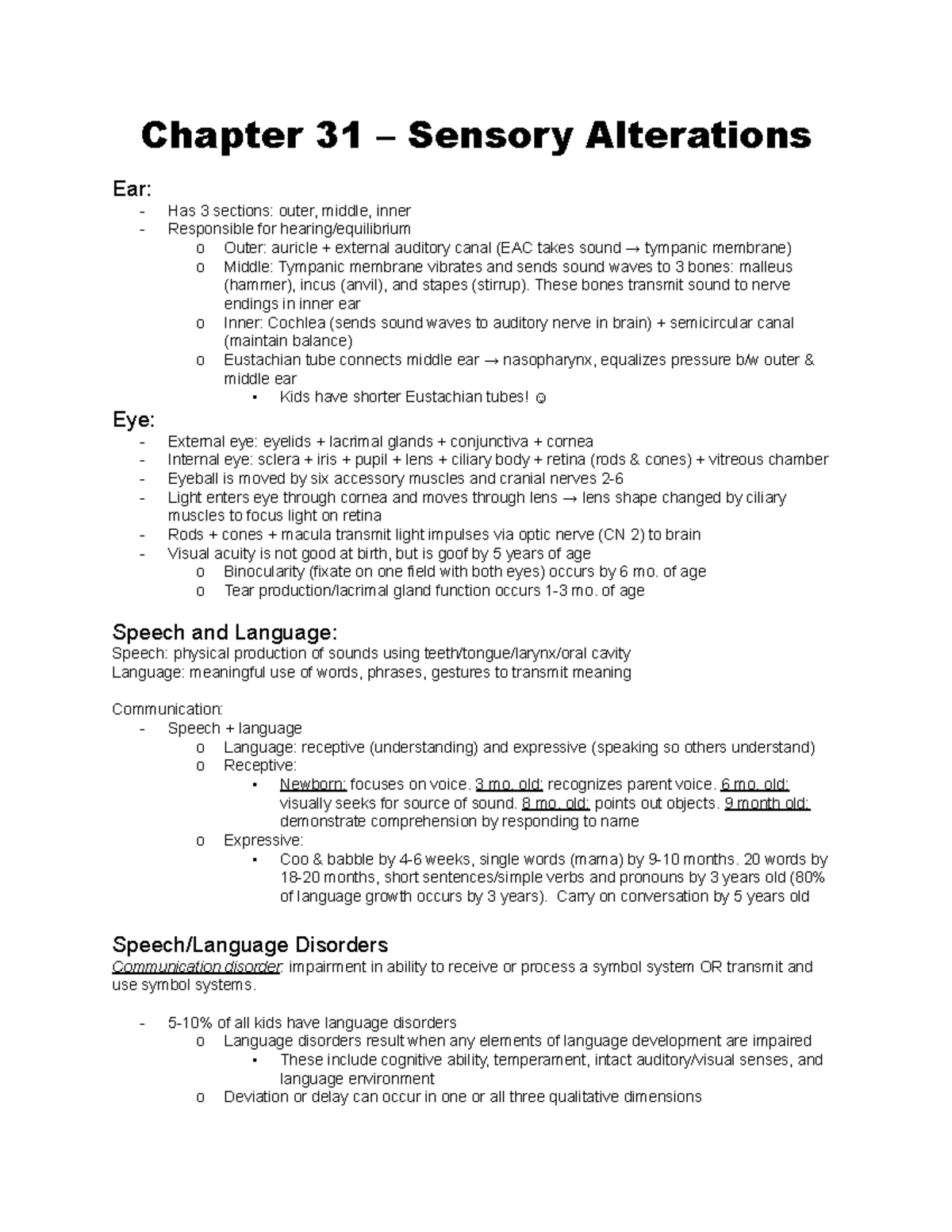 Child Family Nursing - Chapter 31 Sensory Alterations - Chapter 31 ...