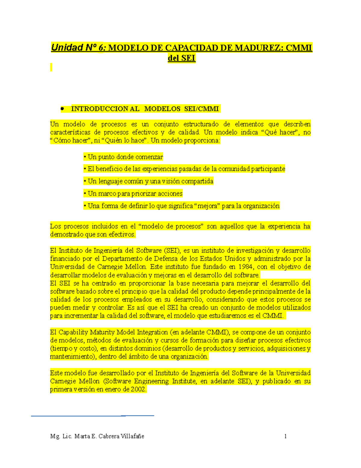 Teoria - Unidad 6 - Apunte - Unidad Nº 6: MODELO DE CAPACIDAD DE ...