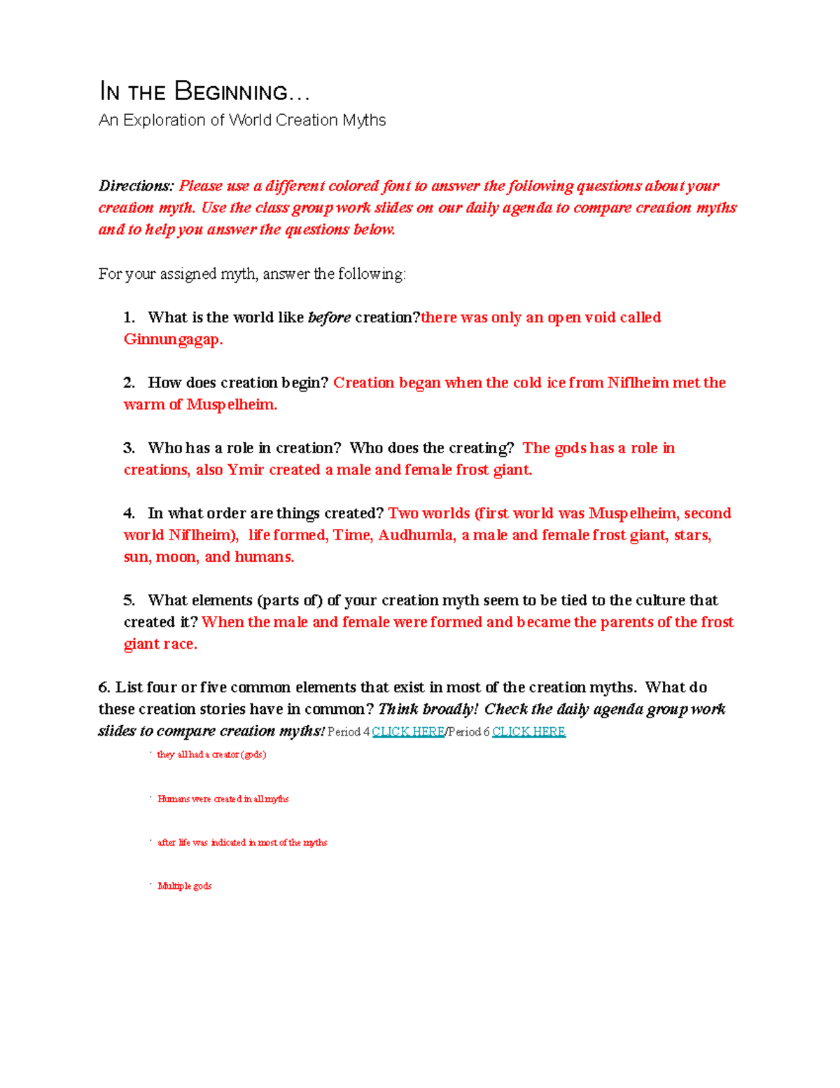 Copy of Creation Myths - njcsnbjnjsdb - IN THE BEGINNING... An ...