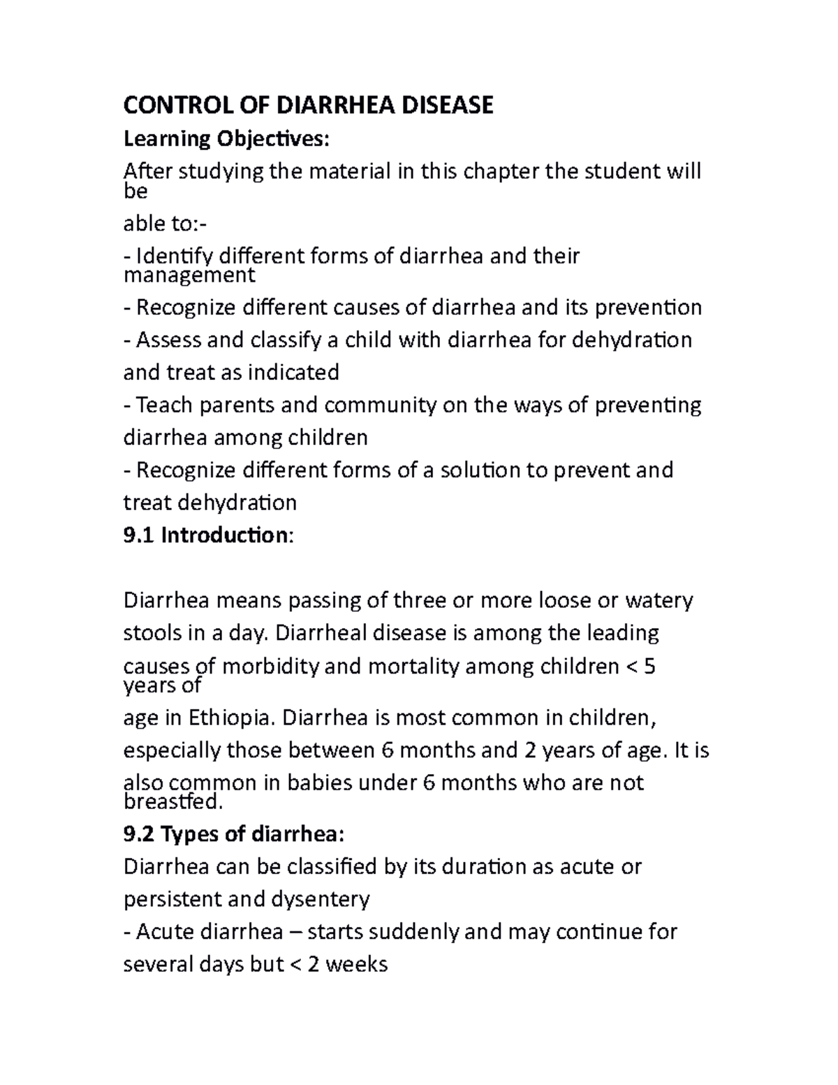Control OF Diarrhea Disease - CONTROL OF DIARRHEA DISEASE Learning ...