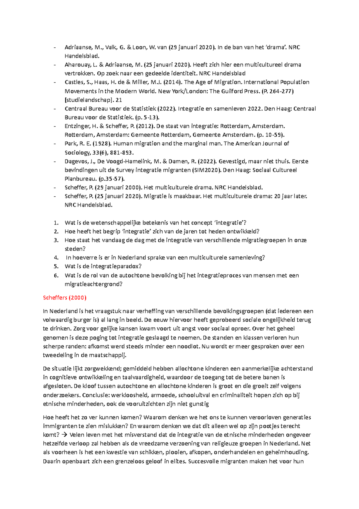 Probleem 3 jaar 3 - Adriaanse, M., Valk, G. & Loon, W. van (29 januari 2020). In de - Studeersnel
