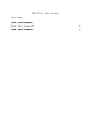 ACC3000 Topic 2 Mastery Assessments - 1 Topic 2 Mastery Assessments ...