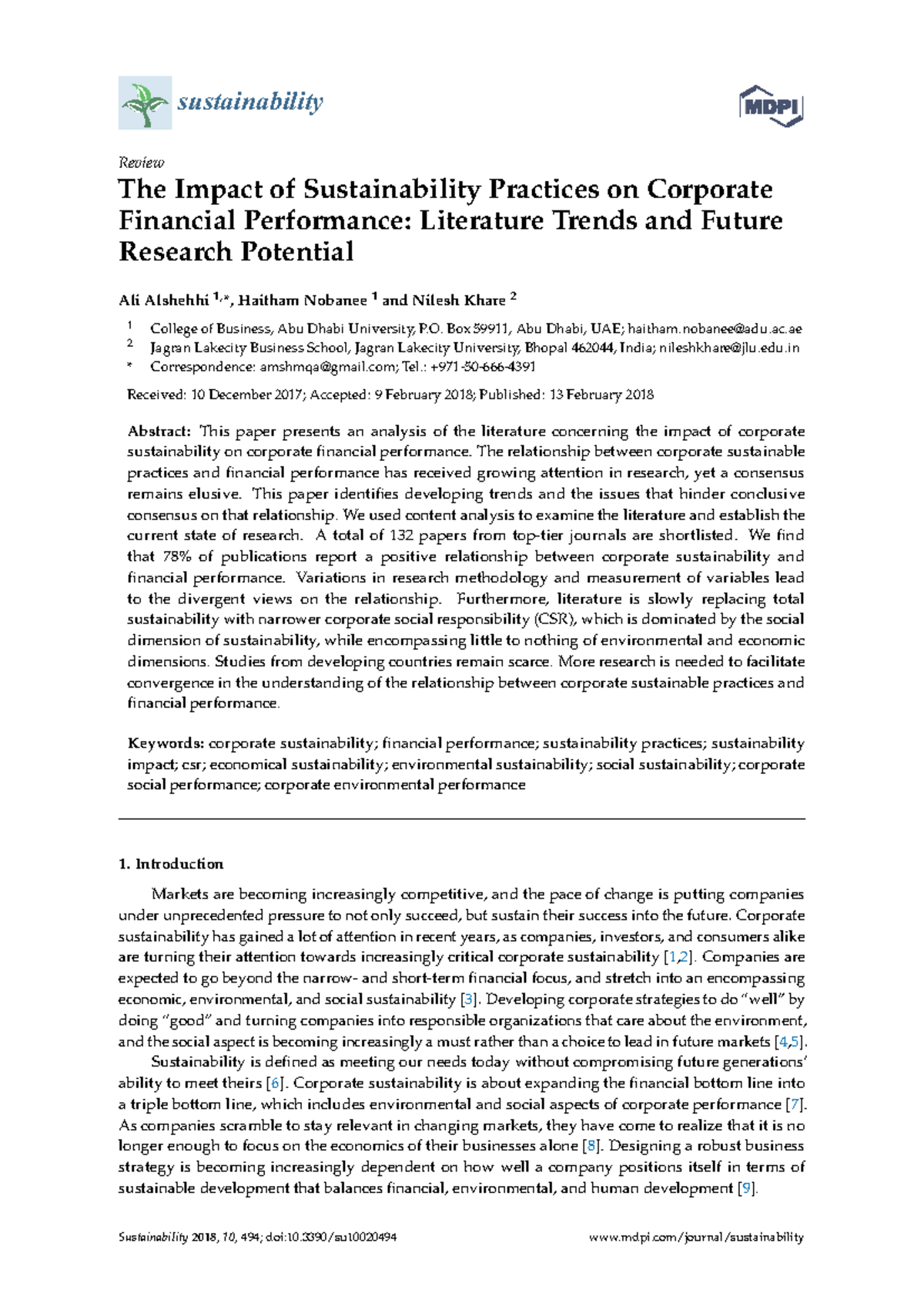 The Impact of Sustainability Practices on Corporat - sustainability ...
