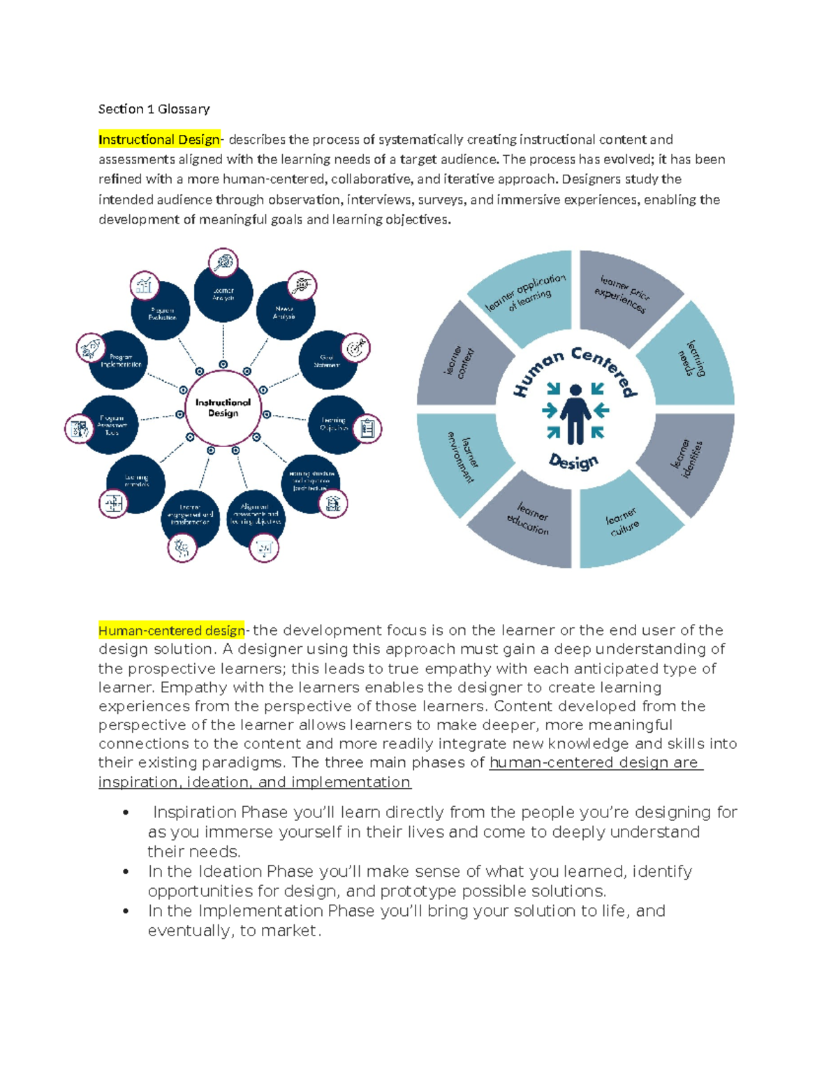 291 Section 1 Glossary - Section 1 Glossary Instructional Design ...