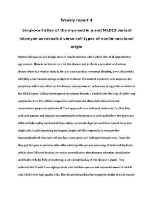 Summary 10 - WEEKLY REPORT 10 There are several medical imaging ...