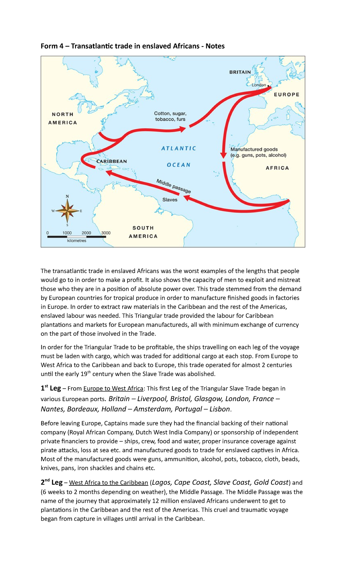 Handout on the Triangular Slave Trade for CSEC Caribbean History - Form ...