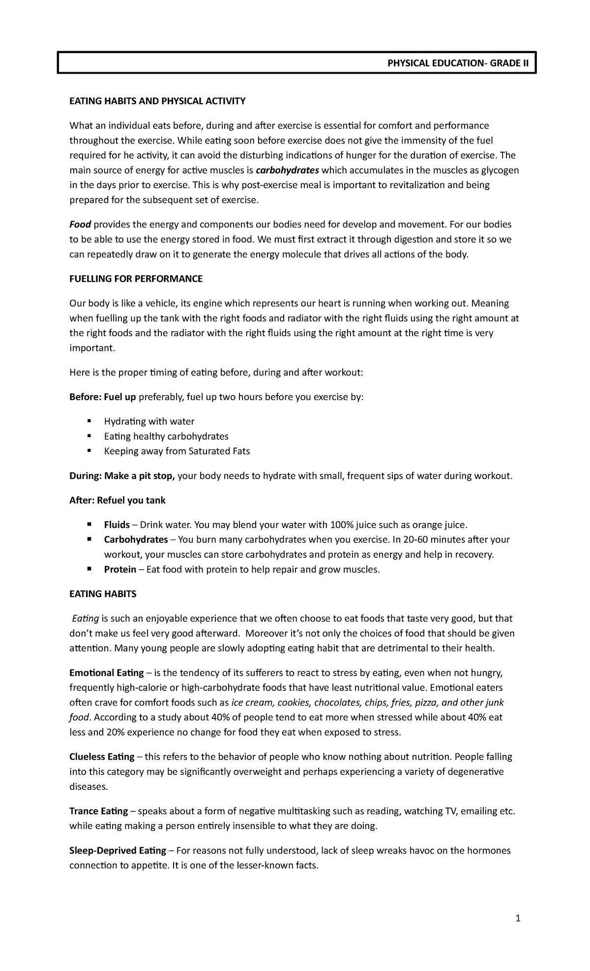 L3 Eating Habits Stress - EATING HABITS AND PHYSICAL ACTIVITY What an ...