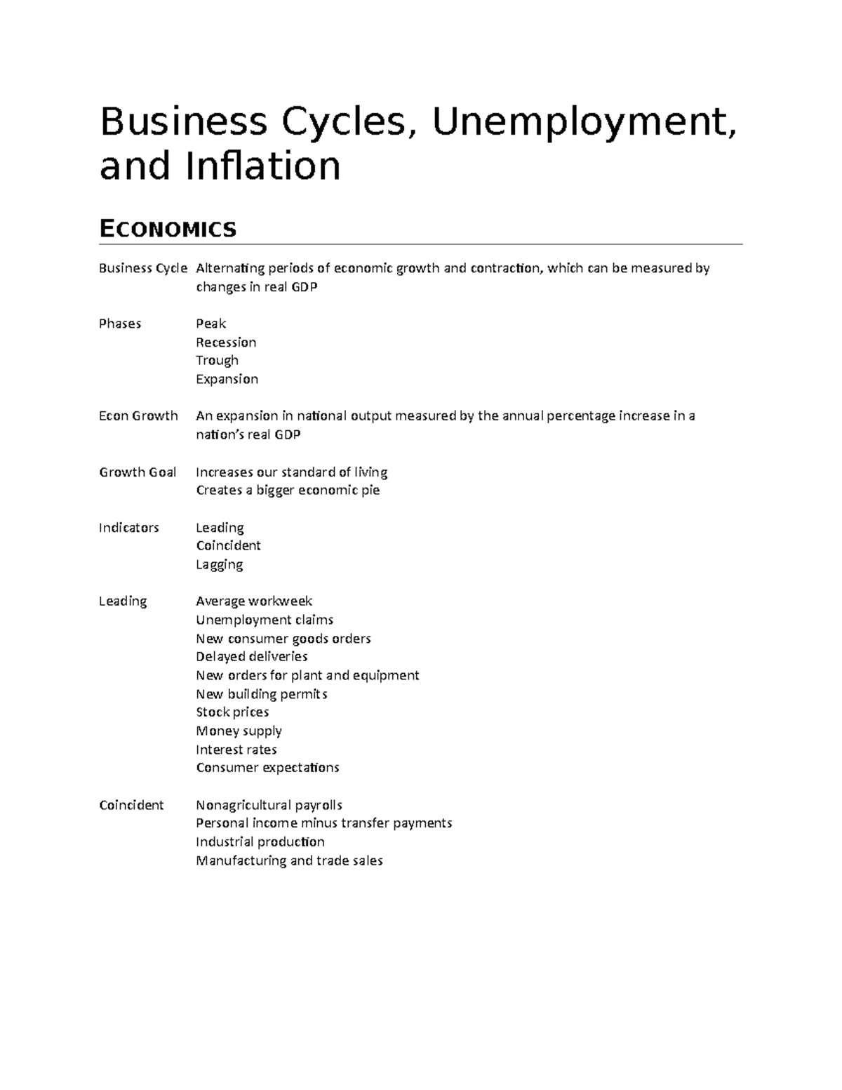 Business Cycles and Inflation - Business Cycles, Unemployment, and ...