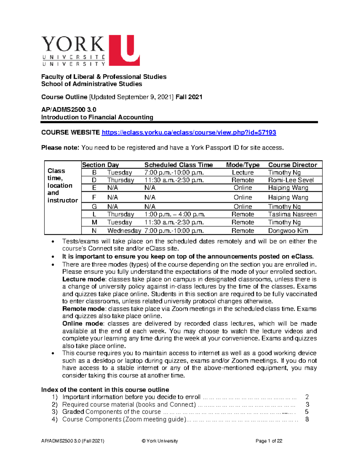 ADMS 2500 Course Outline Fall 2021/Winter 2022 - Faculty of Liberal ...