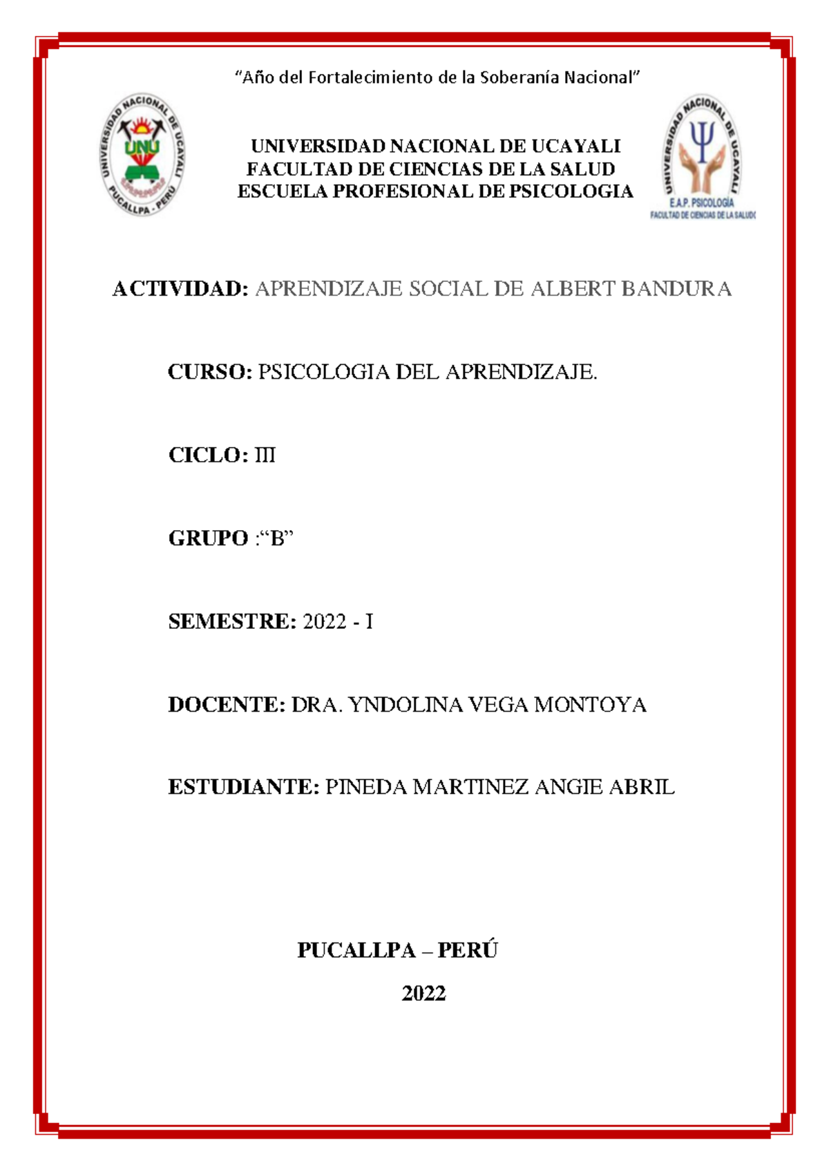 Aprendizaje Social DE Albert Bandura- Pineda Martinez Angie Abril