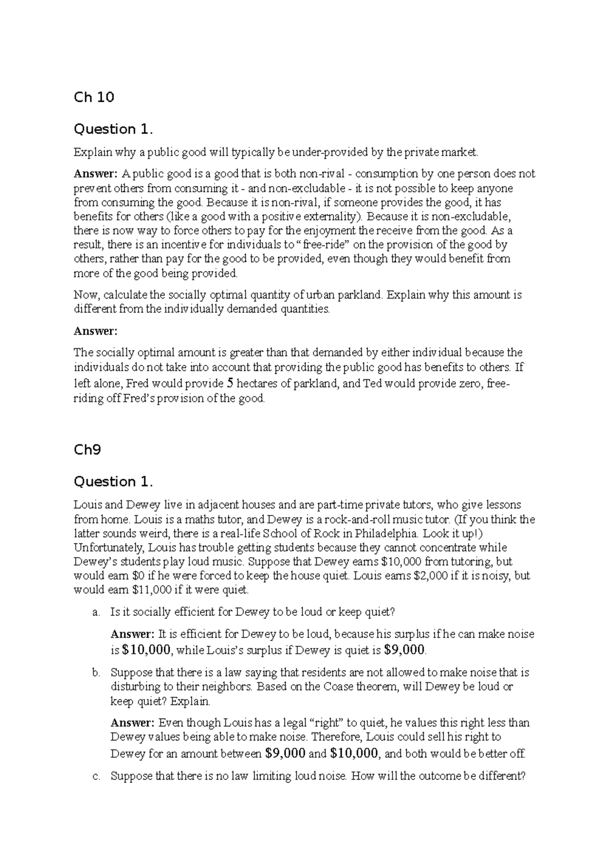 ECON1101 revision questions textbook questions - Ch 10 Question 1 ...