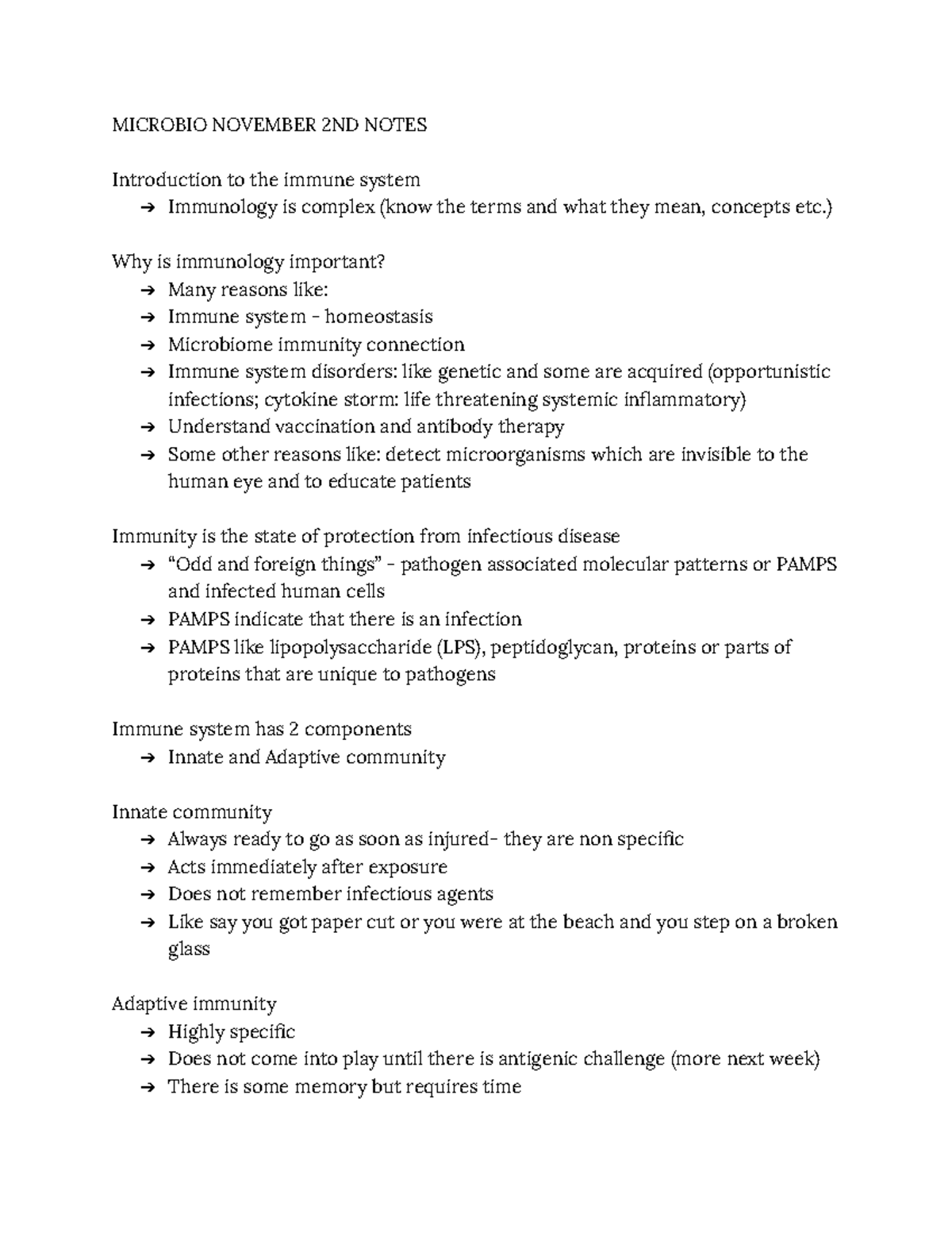 BIO 251 NOV 2ND - notes - MICROBIO NOVEMBER 2ND NOTES Introduction to ...