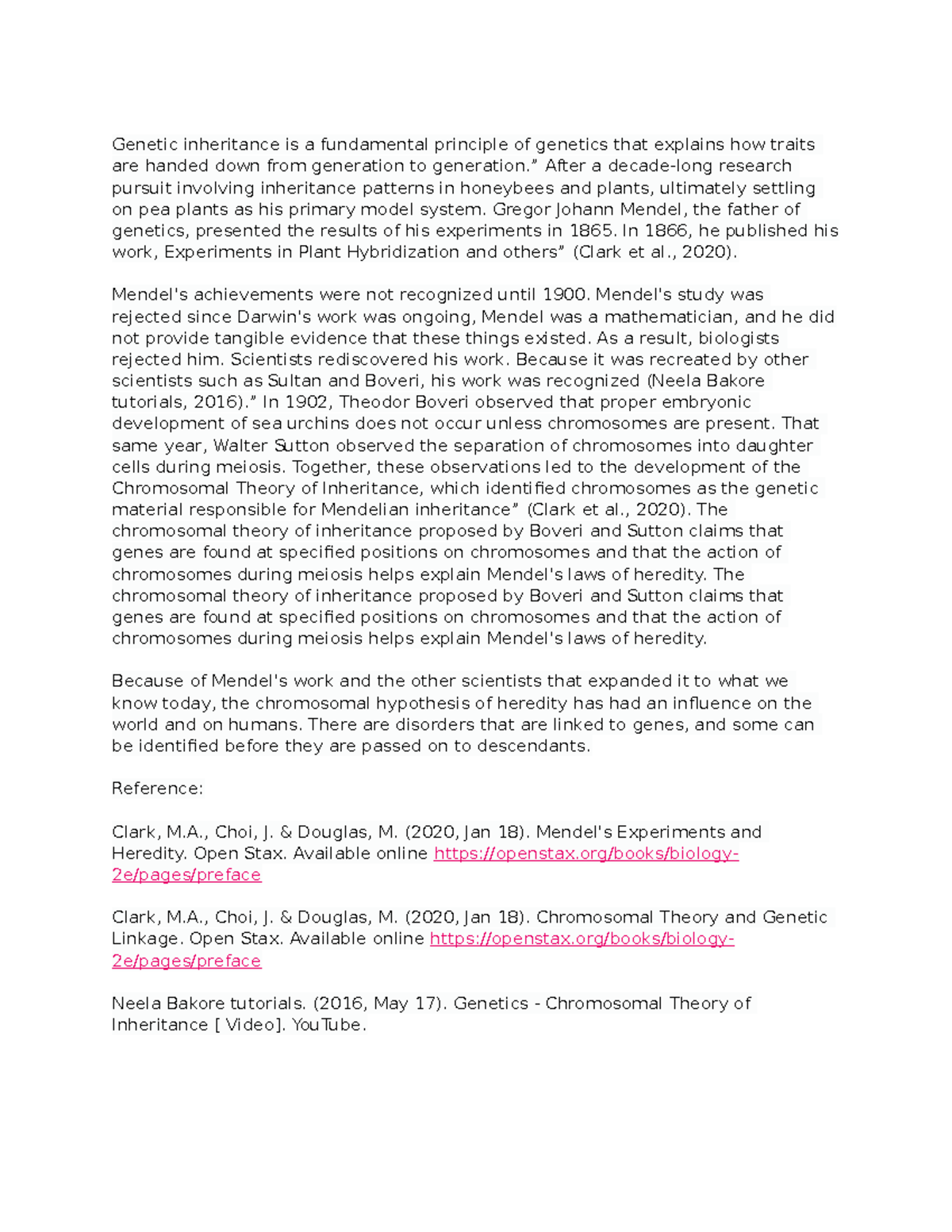 BIOL 1121 Discussion Forum Unit 6 3 - Genetic inheritance is a ...