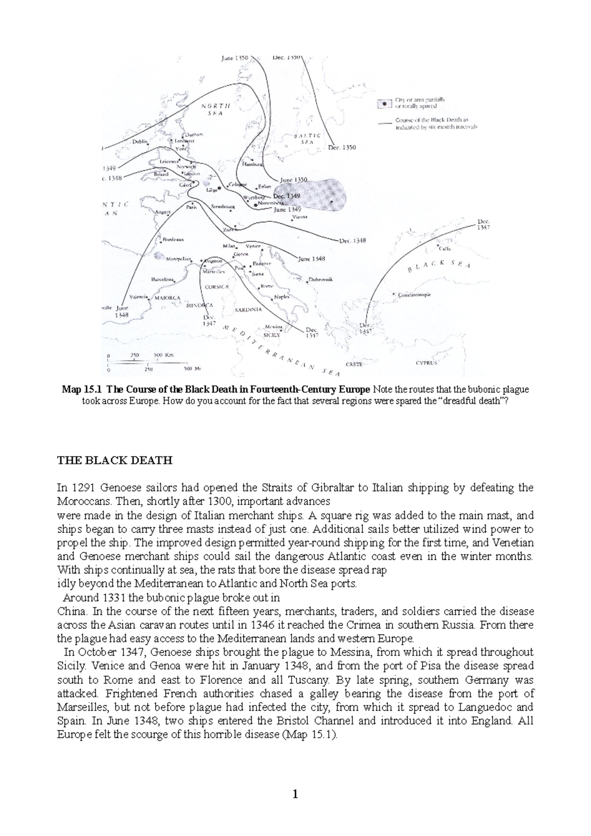 Black Death-article - cool - Map 15 The Course of the Black Death in ...