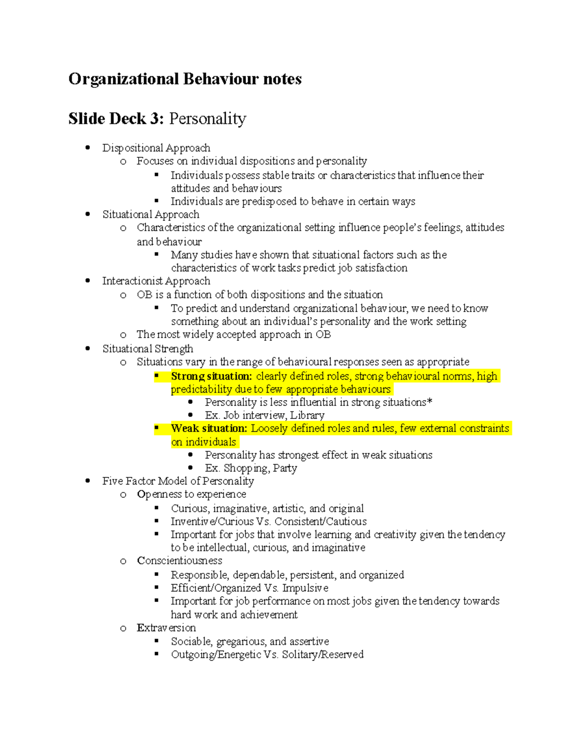 Organizatonal Behaviour Slide notes - Organizational Behaviour notes ...