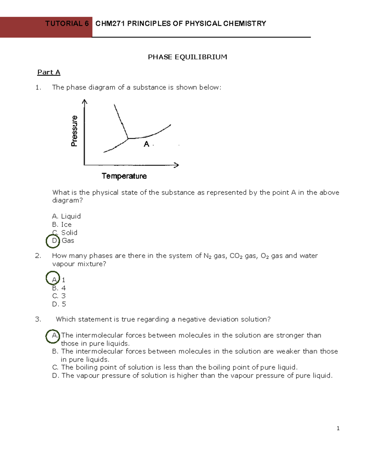 CHM271 - Tutorial 6 - Phase Equilibrium - PHASE EQUILIBRIUM Part A The ...