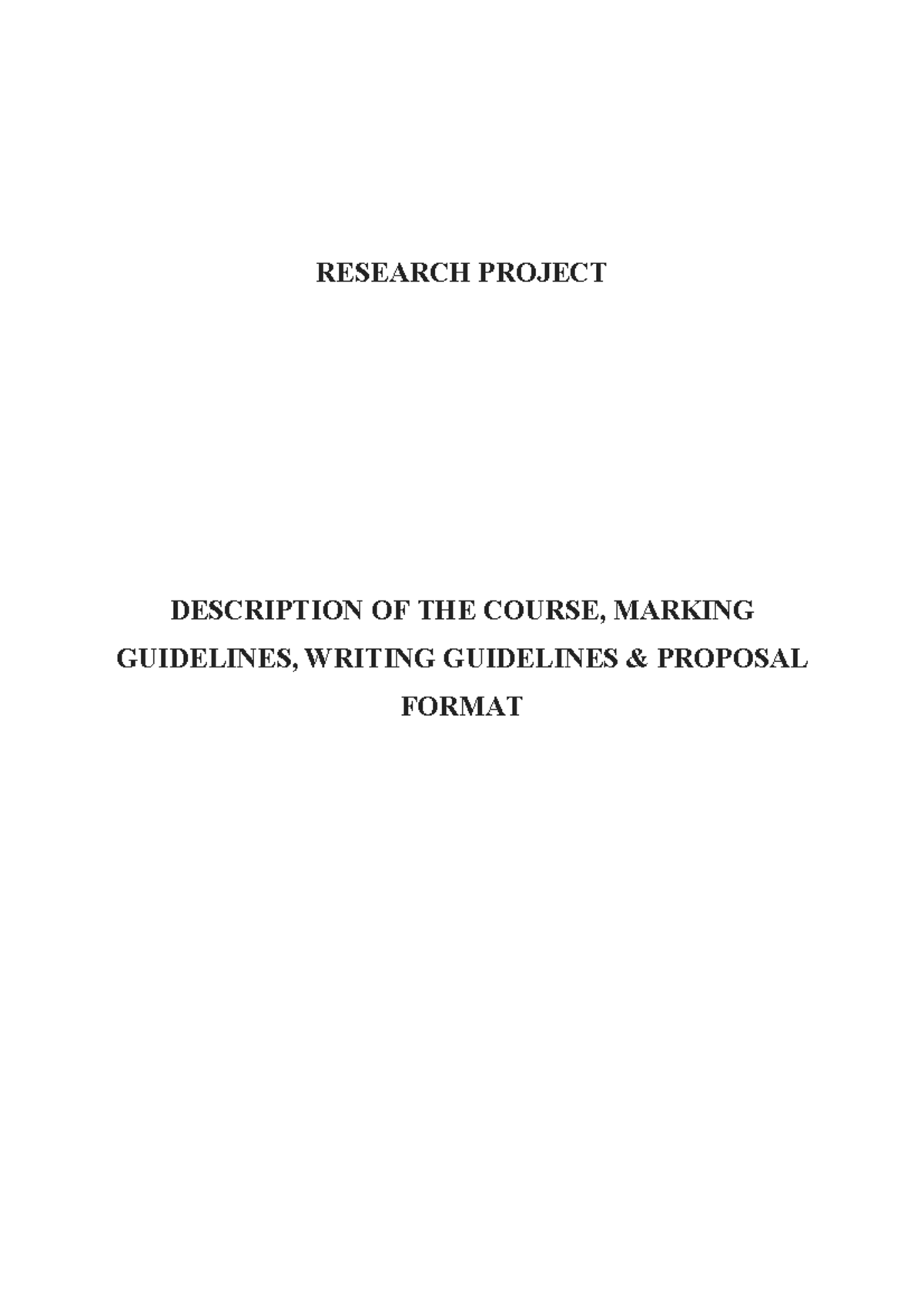 Diploma Research Format - RESEARCH PROJECT DESCRIPTION OF THE COURSE ...