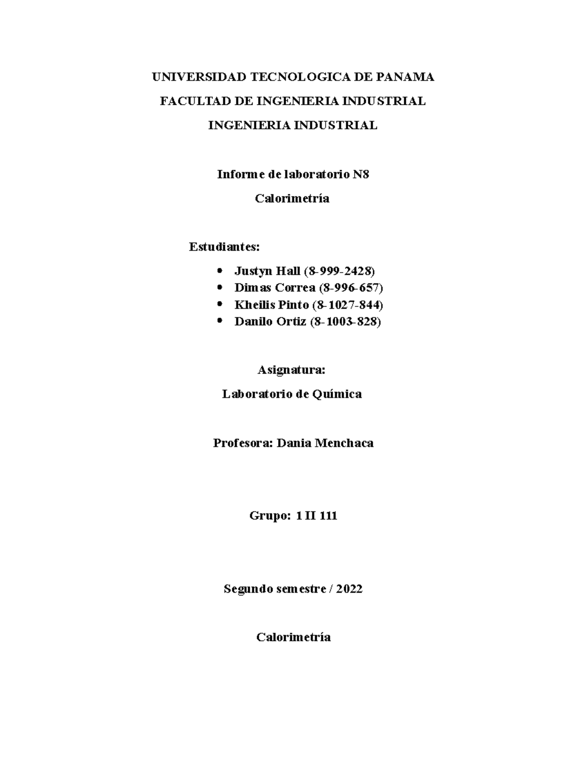Informe # 4 Preparación Y Titulación DE Soluciones - UNIVERSIDAD TECNOLOGICA DE PANAMA FACULTAD ...